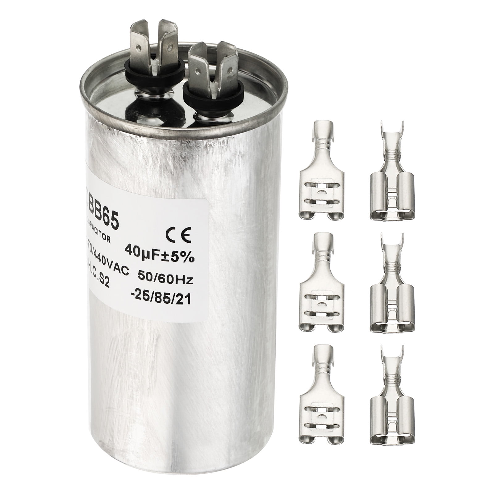 Uxcell 40uf 40MDF 370/440VAC Fan Start Capacitor, CBB65 Circular Run Capacitor with Connecting ...