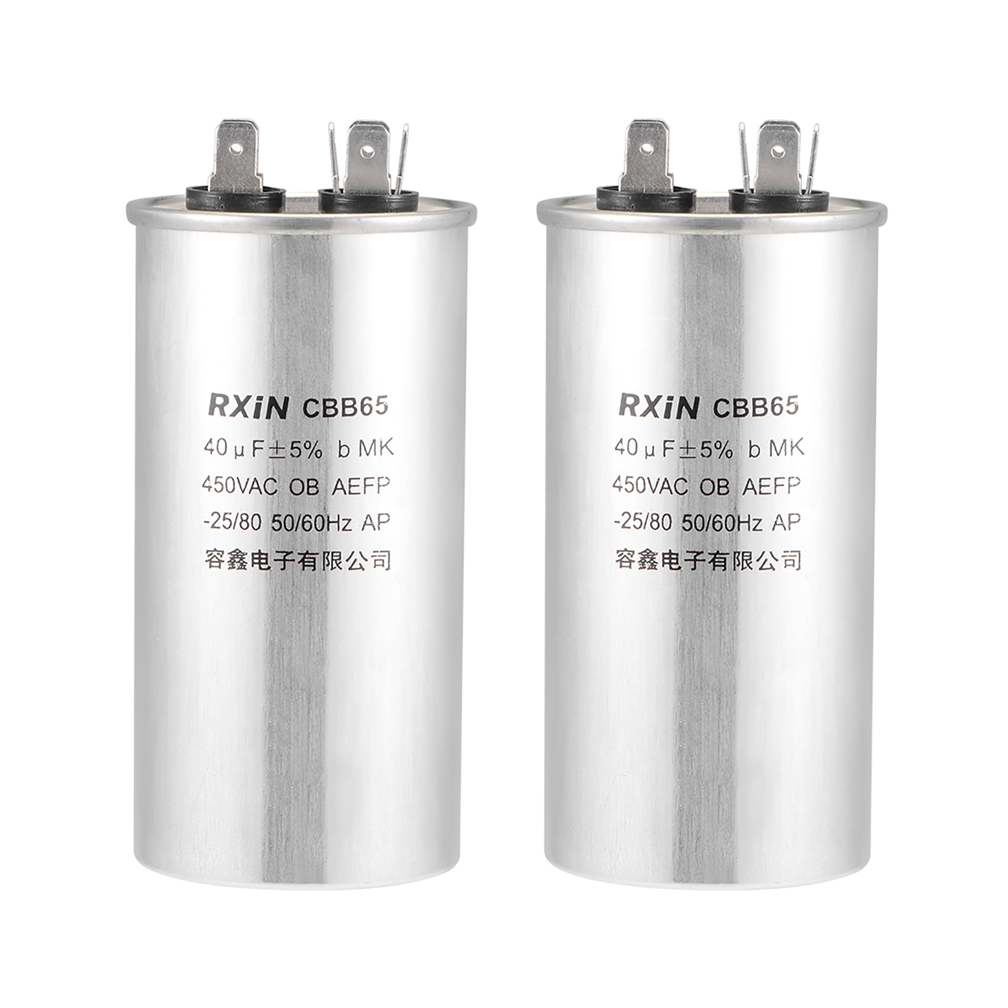 Uxcell 40uf AC 450V 50/60 Hz CBB65 Motor Run Capacitor 2 Pack - Walmart.com
