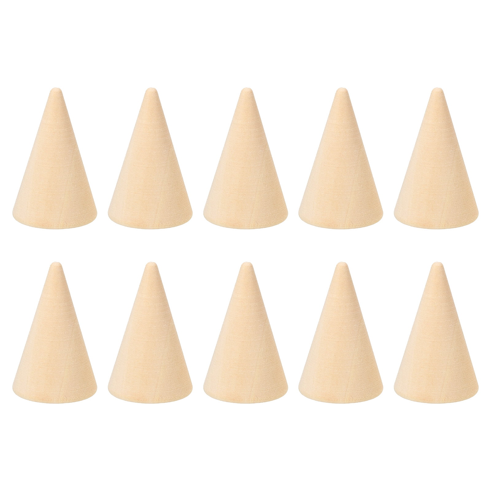 Uxcell 40x25mm Natural Wood Cone Ring Holder, 10 Pack Finger Jewelry ...