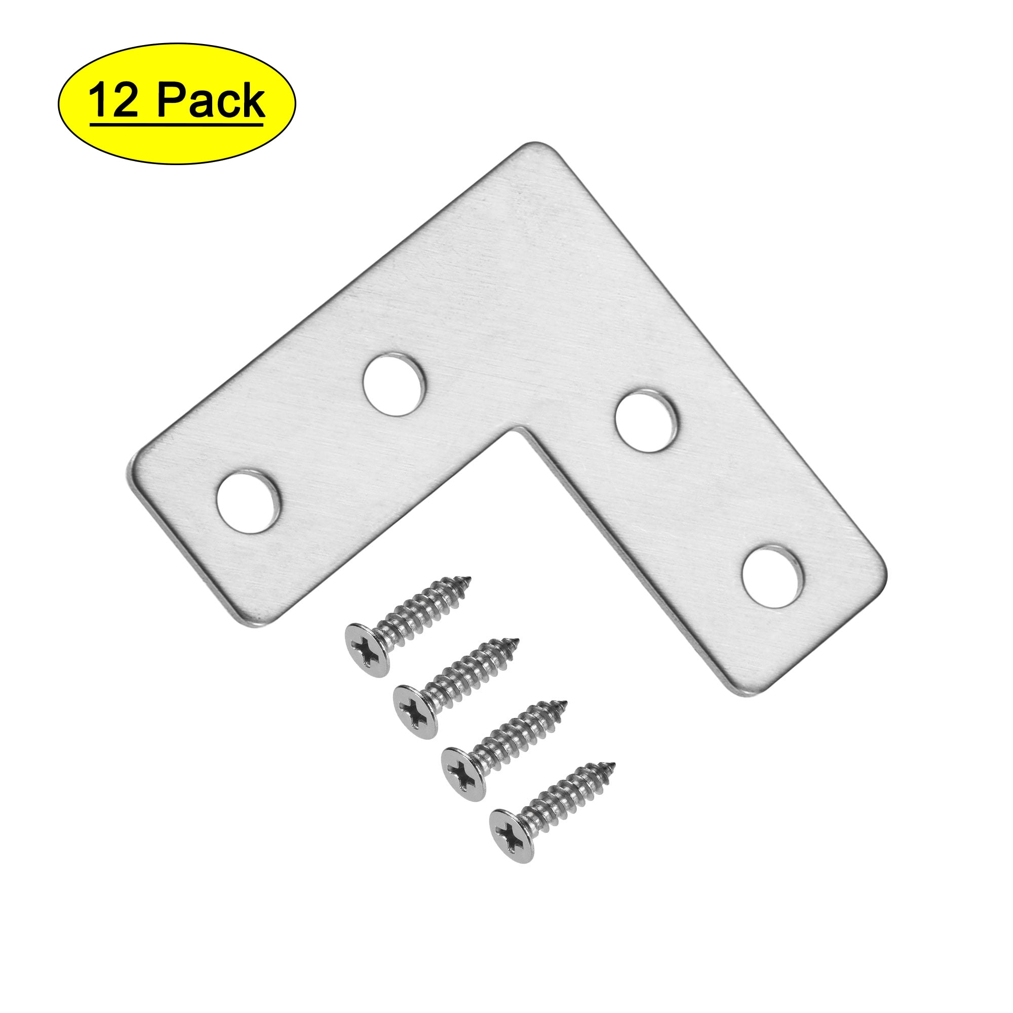 Uxcell 40x40x1.3mm L Shape Flat Brackets Stainless Steel Polishing w ...