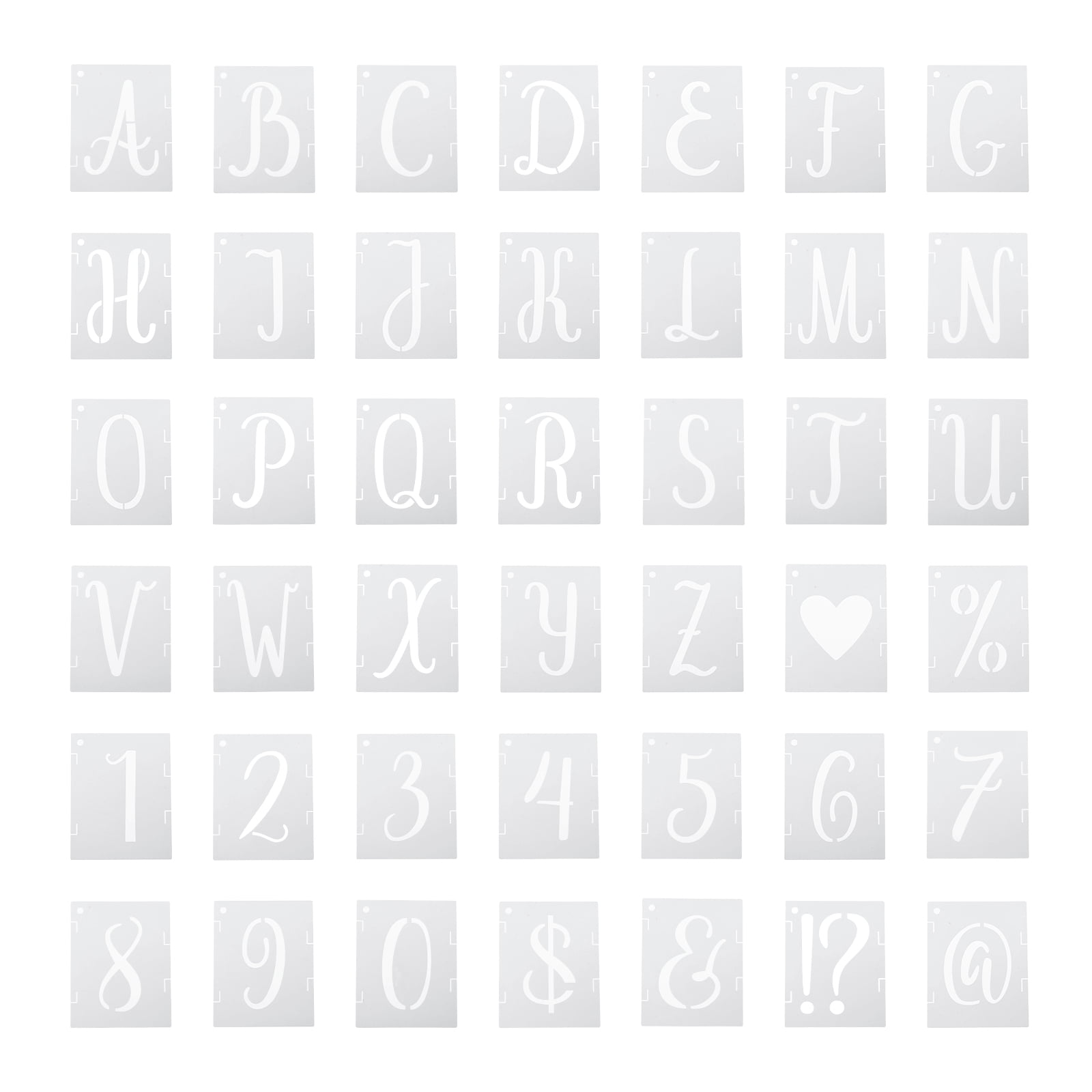 Uxcell 42 Packs 1 Inch Shadow Letter Numbers Symbol Stencils Reusable ...