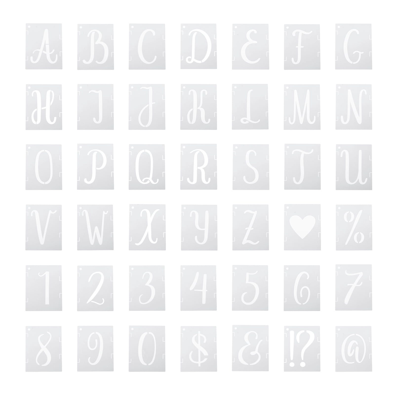 Uxcell 42 Packs 5 Inch Shadow Letter Numbers Symbol Stencils Reusable ...