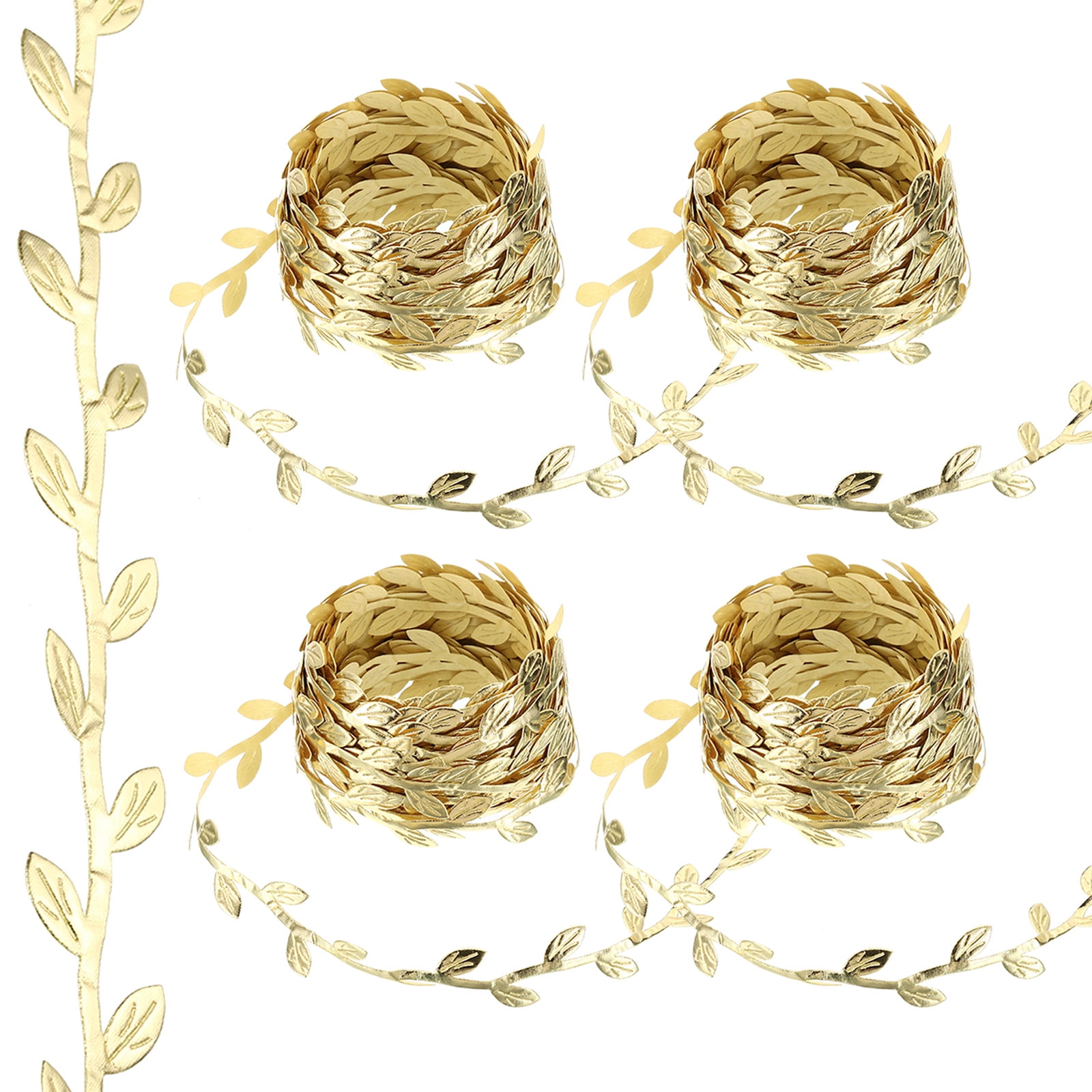Uxcell 44 Yards Gold Leaf Ribbon, Leaves Trim Rope Artificial Leaf ...