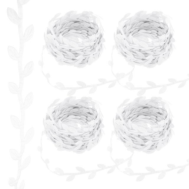 Uxcell 44 Yards White Leaf Ribbon, Leaves Trim Rope Artificial Leaf ...