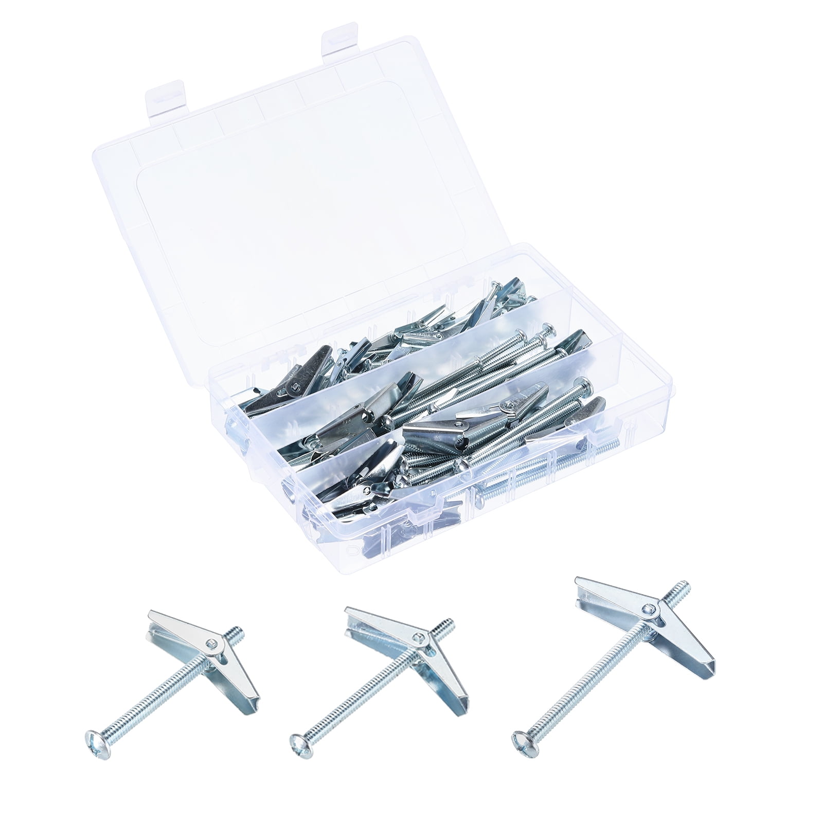 Uxcell 44Pack Spring Toggle Bolt Anchors, 1/8" 3/16" 1/4" 3 Sizes ...