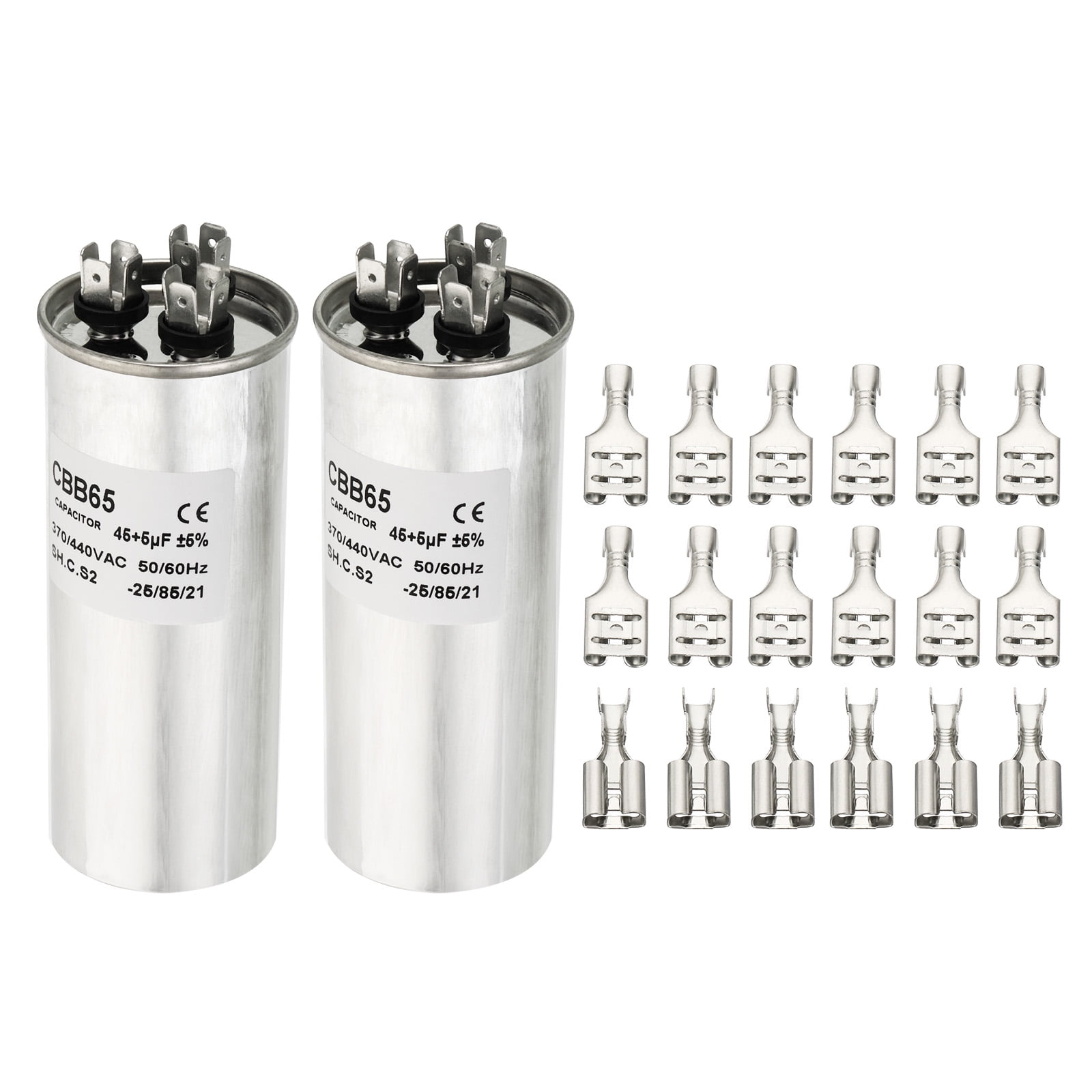 Uxcell 45+5uf 45/5MDF 370/440Fan Start Capacitor,2Pcs CBB65 Circular Dual Run Capacitor with ...