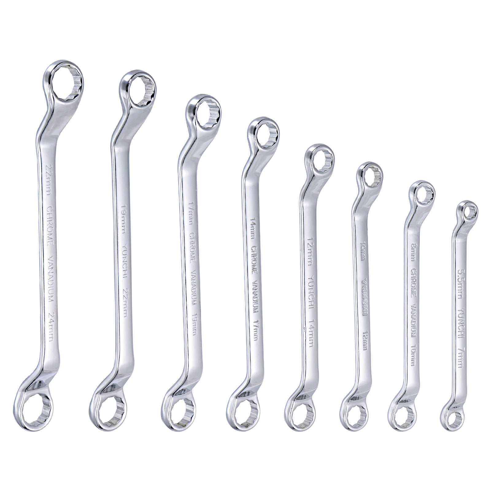 Uxcell 45-Degree Offset Box End Wrench Set, 5.5-24mm Metric CR-V Steel ...