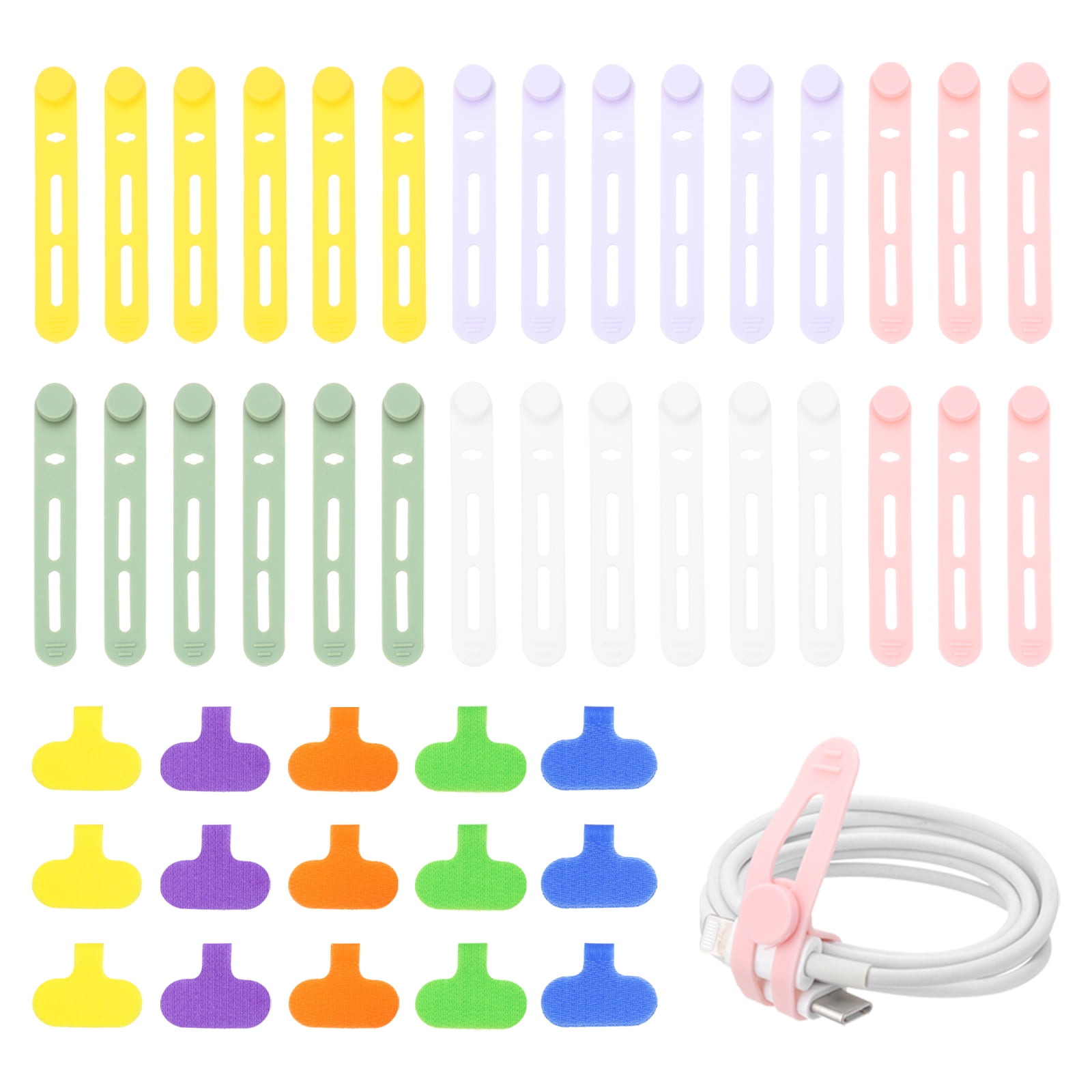 Uxcell 45Pcs Cable Labels and Silicone Cable Ties Strap Charging Cord ...