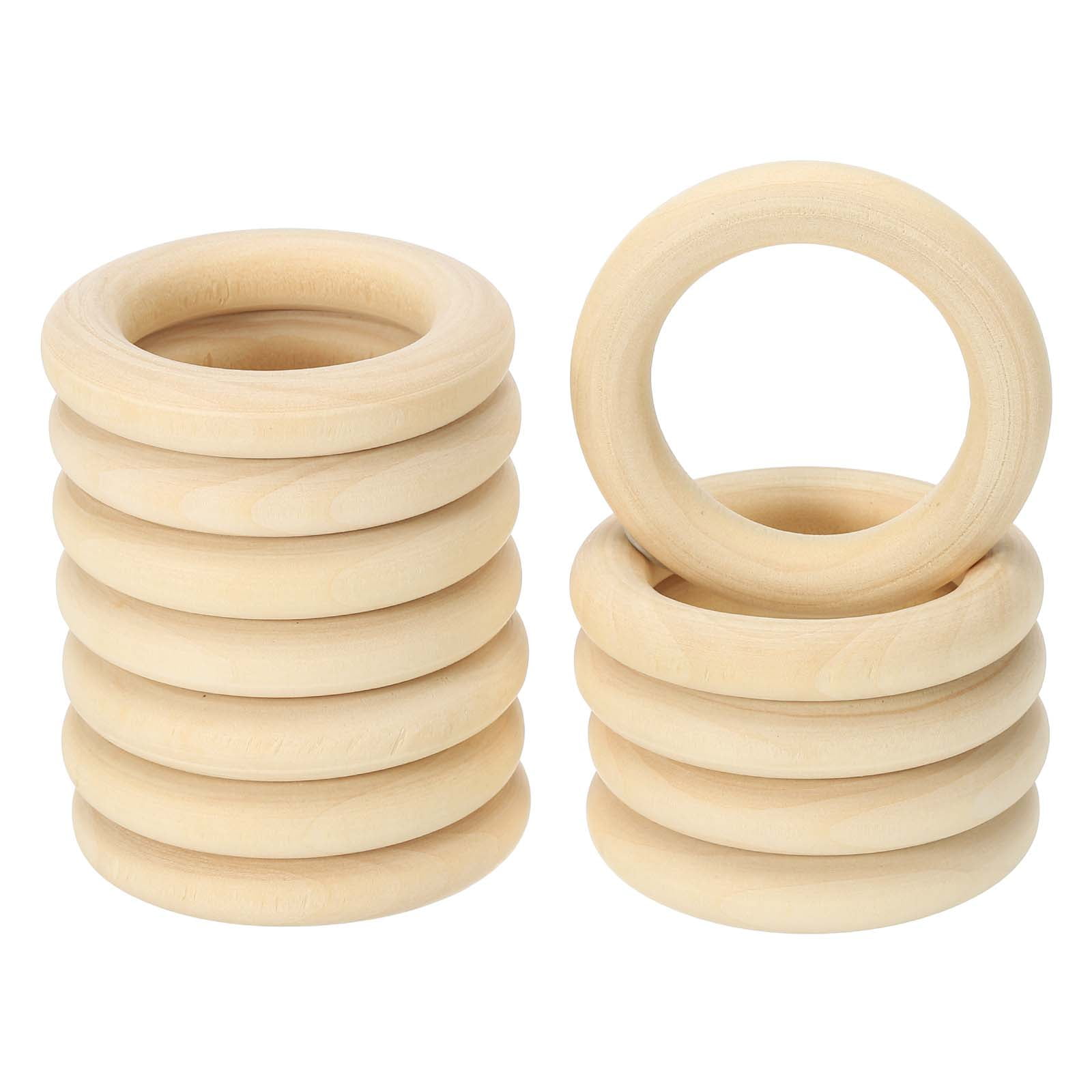 Uxcell 45mm/1.8Inch Wooden Rings for Crafting, Natural Wood Rings ...
