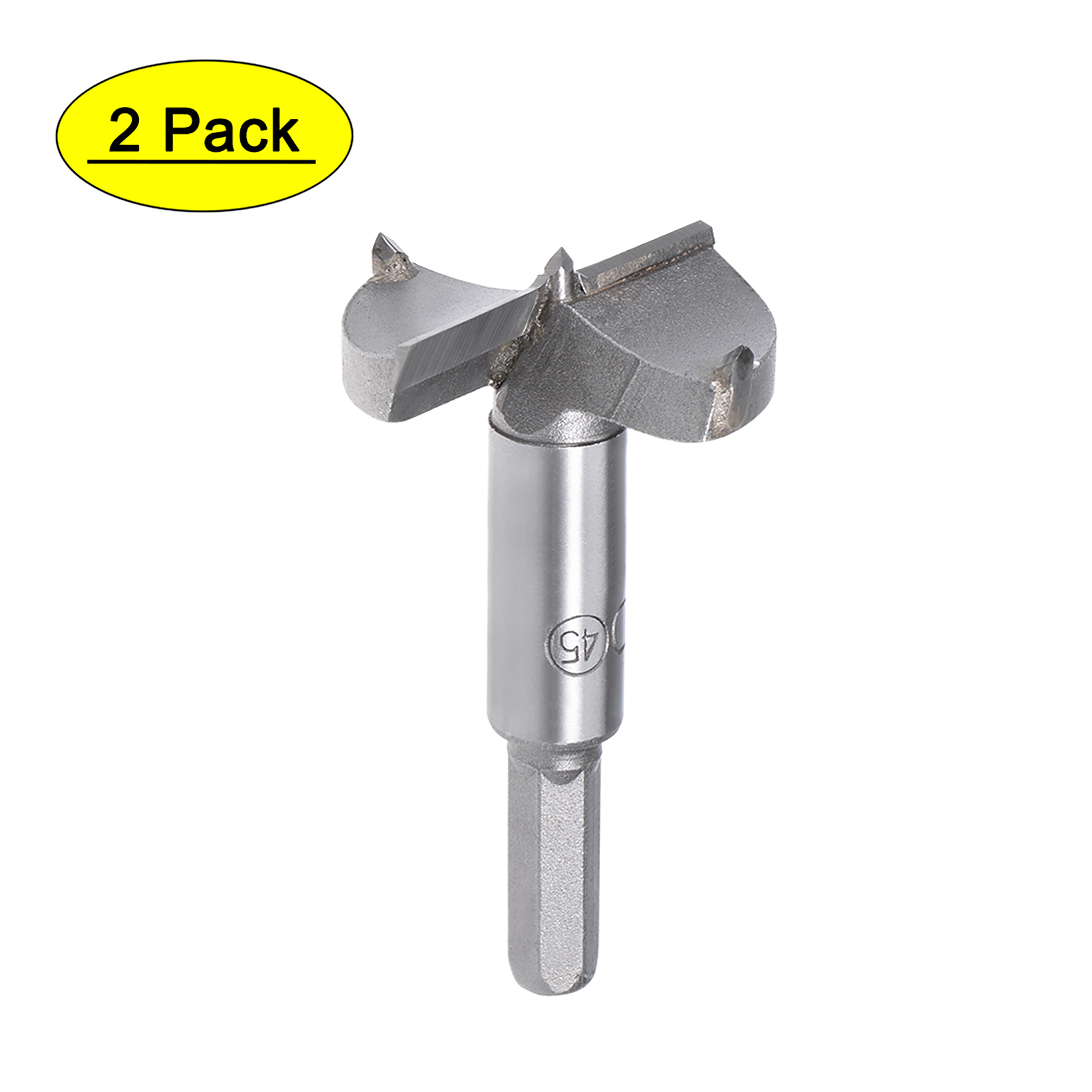 Uxcell 45mm Forstner Carbide Tip Hexagon Shank Wood Boring Drill Bit ...