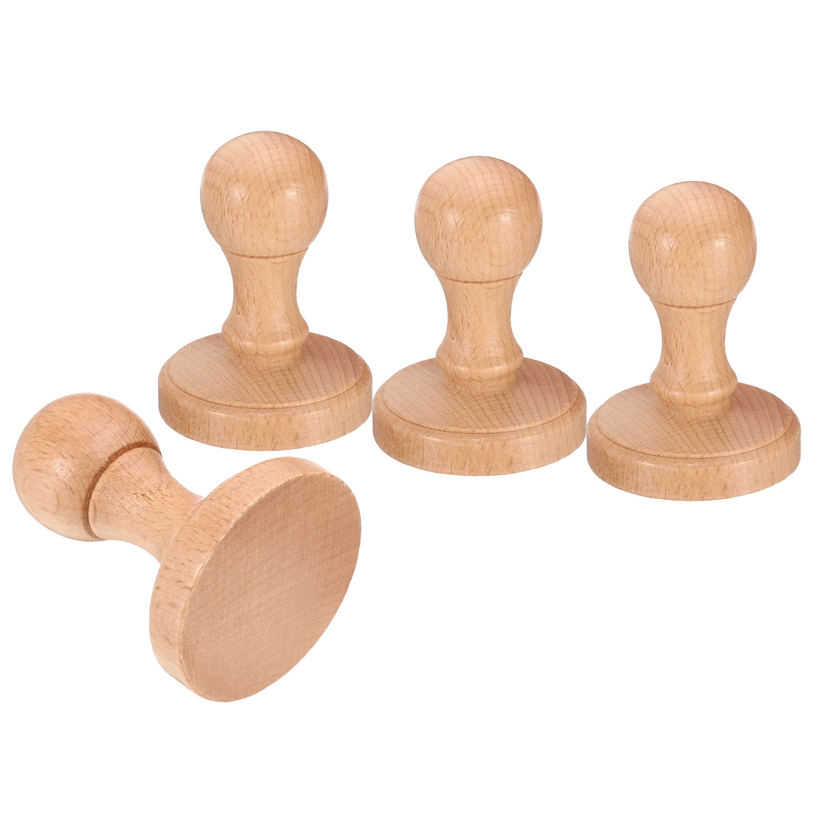 Uxcell 45mm Stamp Wood Round Handle, 4 Pack Wooden Knobs Stamp Mounts ...