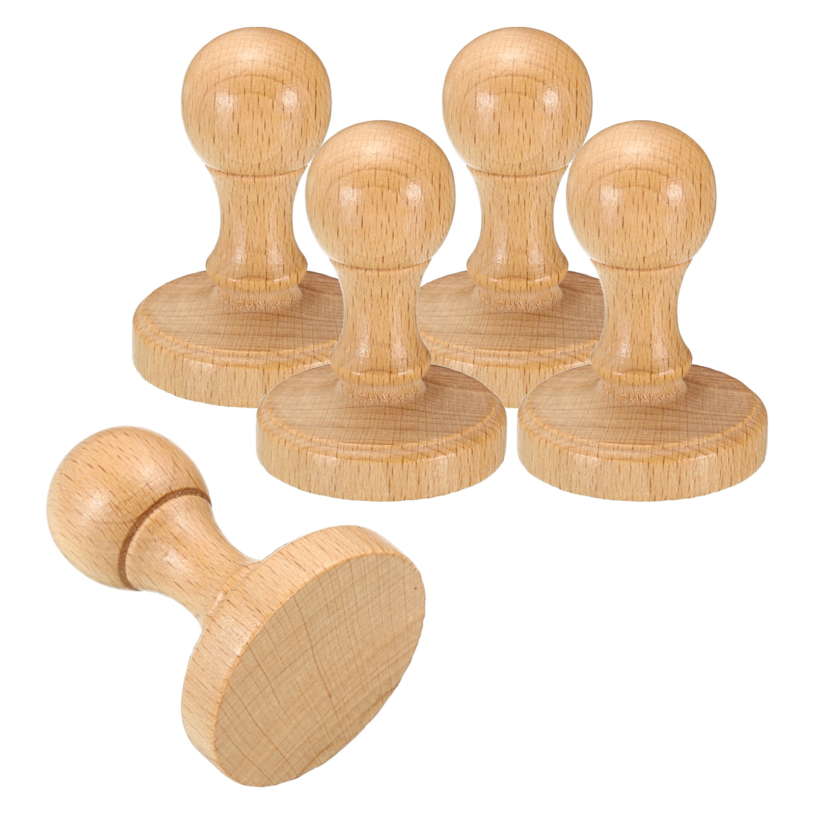 Uxcell 45mm Stamp Wood Round Handle, 5 Pack Wooden Knobs Stamp Mounts ...