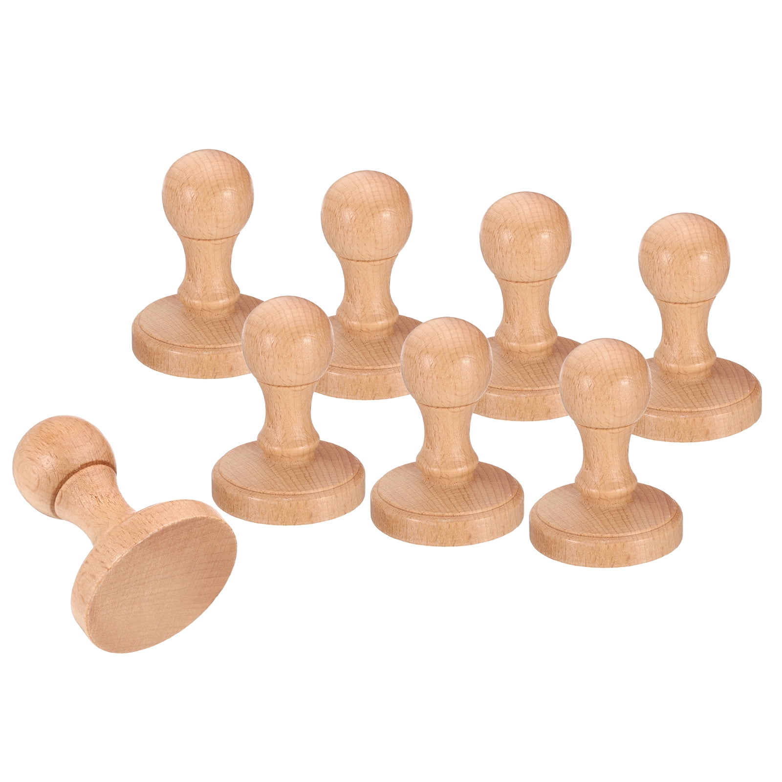 Uxcell 45mm Stamp Wood Round Handle, 8 Pack Wooden Knobs Stamp Mounts ...