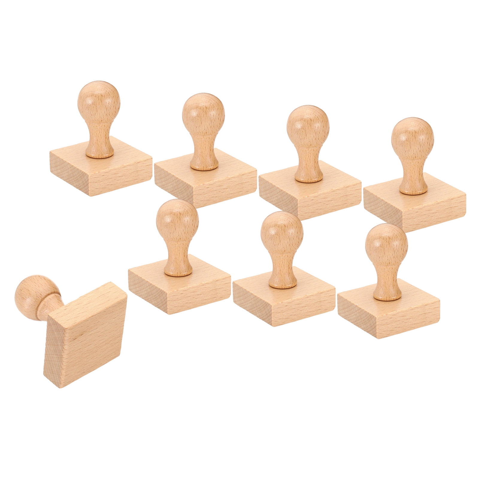 Uxcell 45mm Stamp Wood Square Handle, 8 Pack Wooden Knobs Stamp Mounts ...