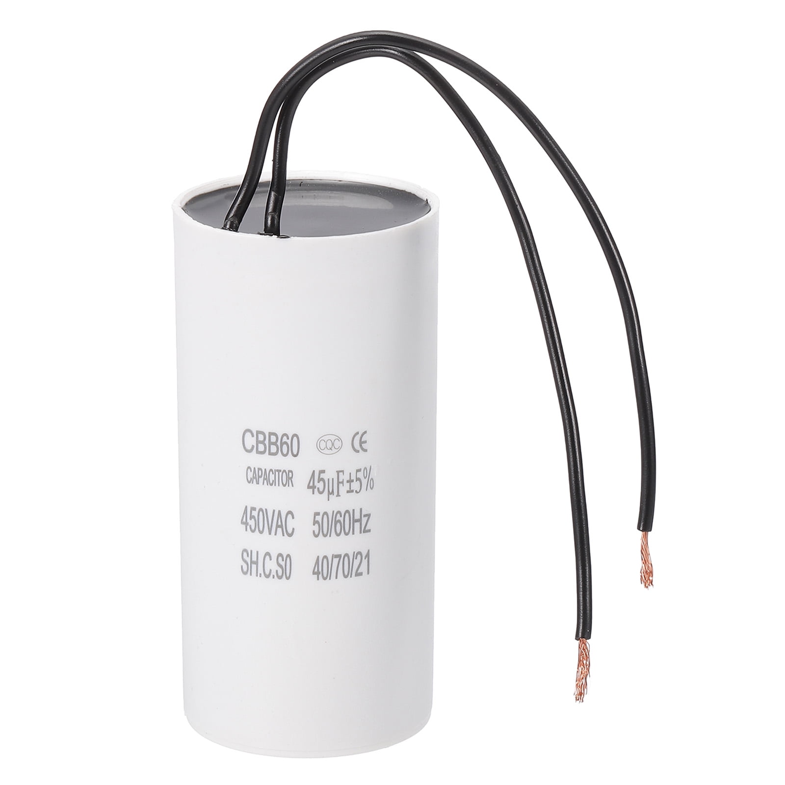Uxcell 45uF CBB60 Running Capacitor, Run Capacitor with 2 Wires, AC ...