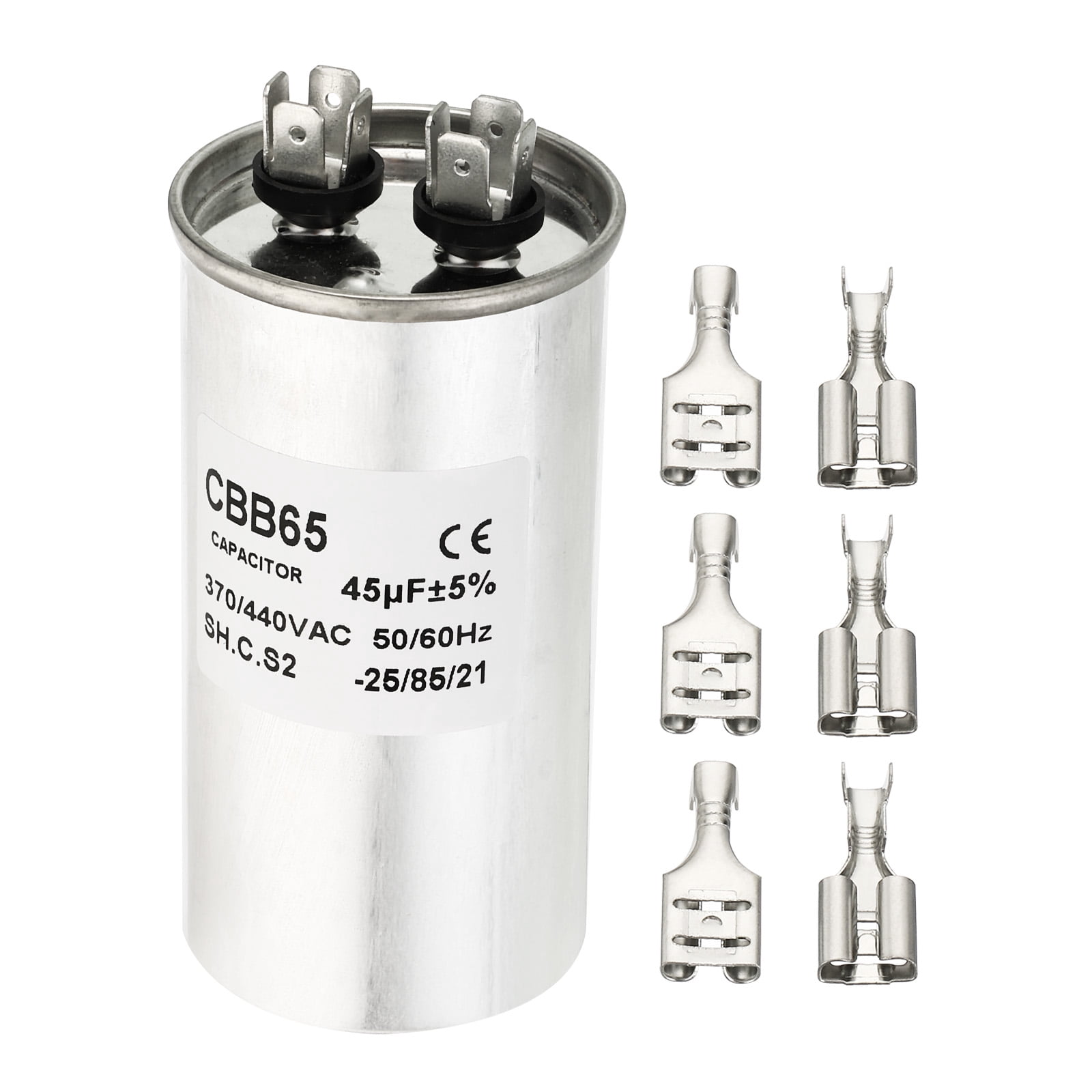 Uxcell 45uf 45MDF 370/440VAC Fan Start Capacitor, CBB65 Circular Run ...