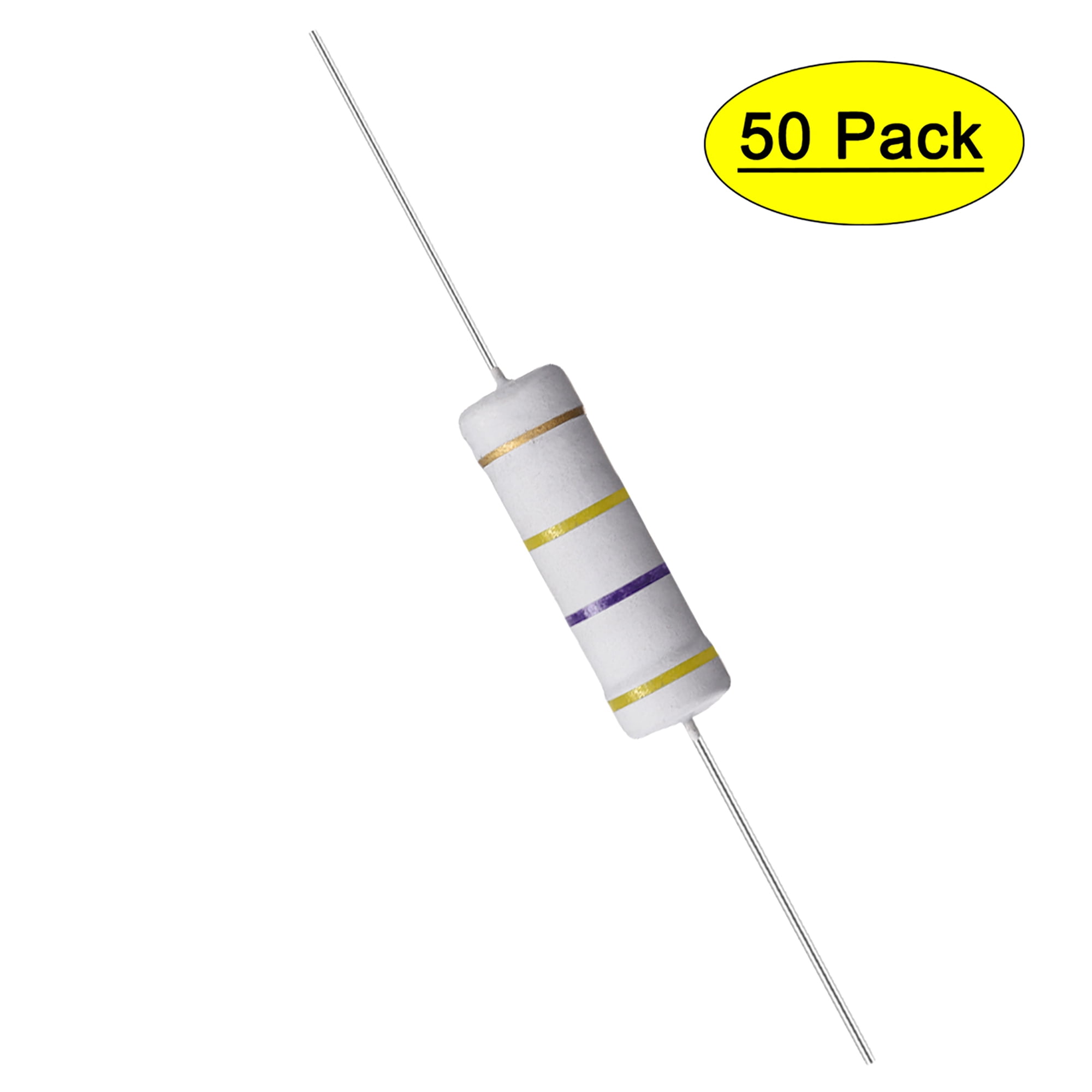 Uxcell 470K Ohm 5W ±5% Tolerance Axile Lead Metal Oxide Film Resistor ...