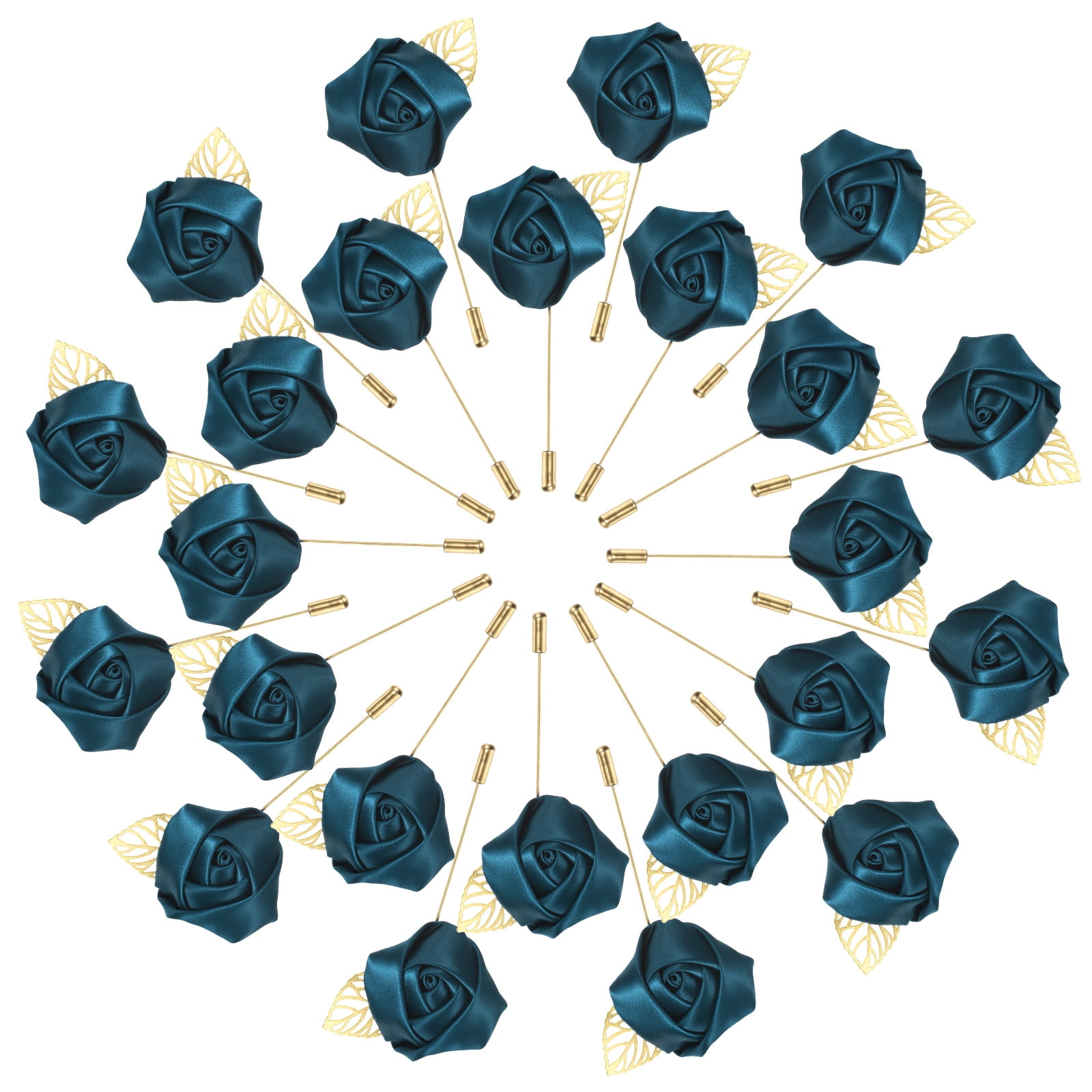 Uxcell 48-Pack Flower Lapel Pins for Men, Golden Leaf Rose Boutonnieres ...