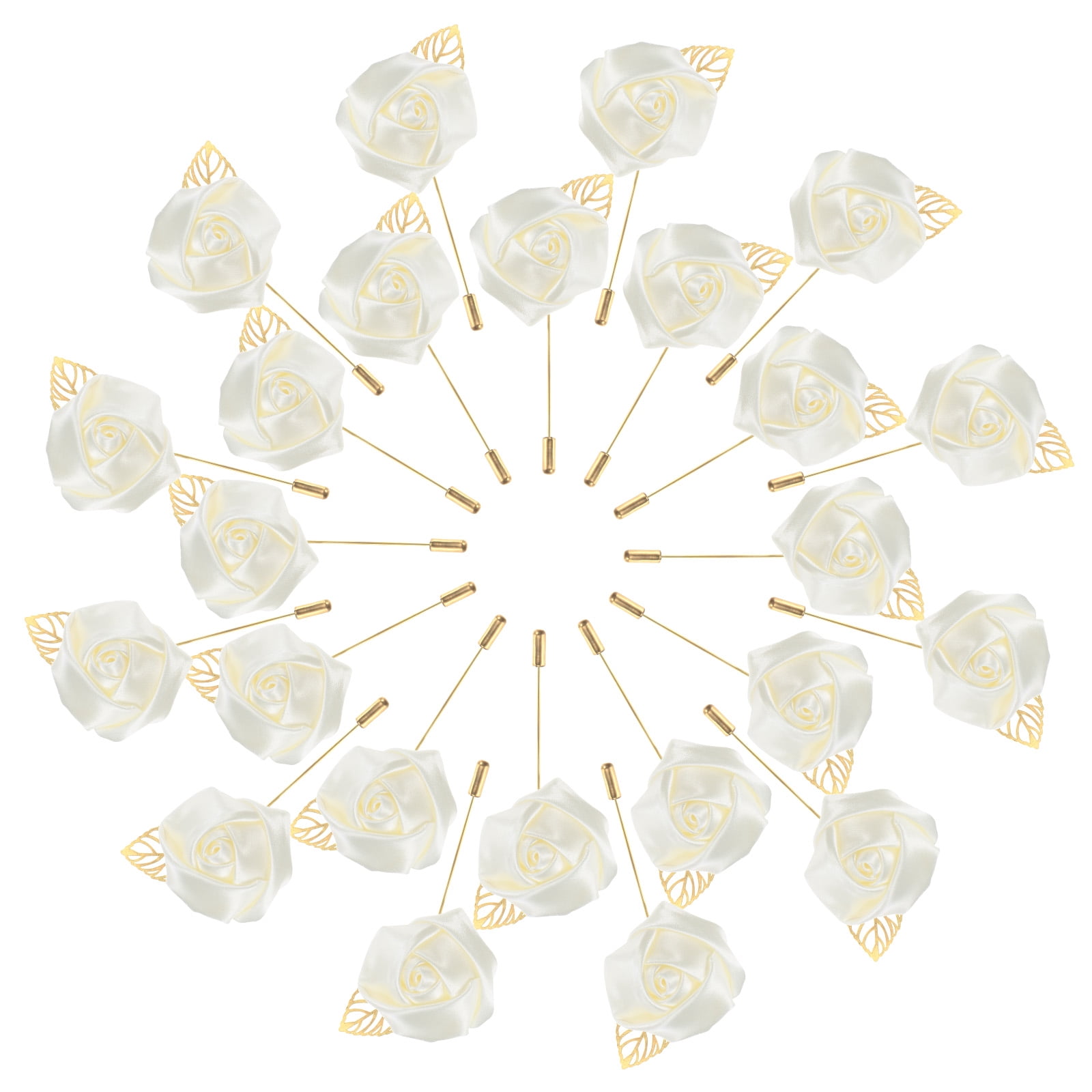 Uxcell 48-Pack Flower Lapel Pins for Men, Golden Leaf Rose Boutonnieres ...