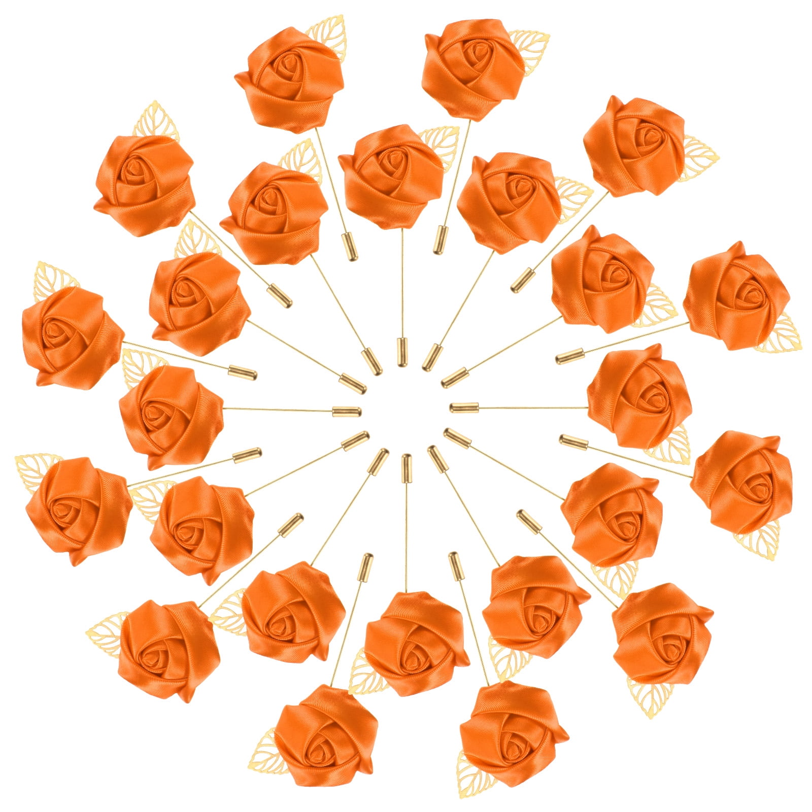 Uxcell 48-Pack Flower Lapel Pins for Men, Golden Leaf Rose Boutonnieres ...