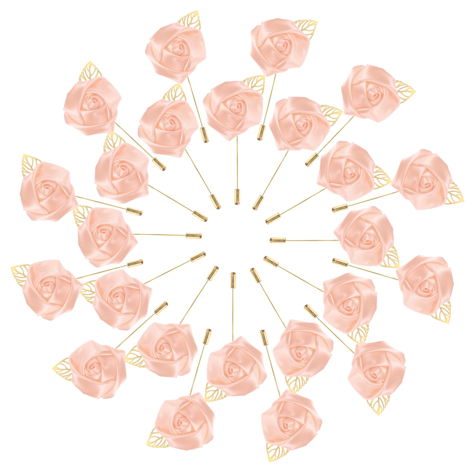Uxcell 48-Pack Flower Lapel Pins for Men, Golden Leaf Rose Boutonnieres ...