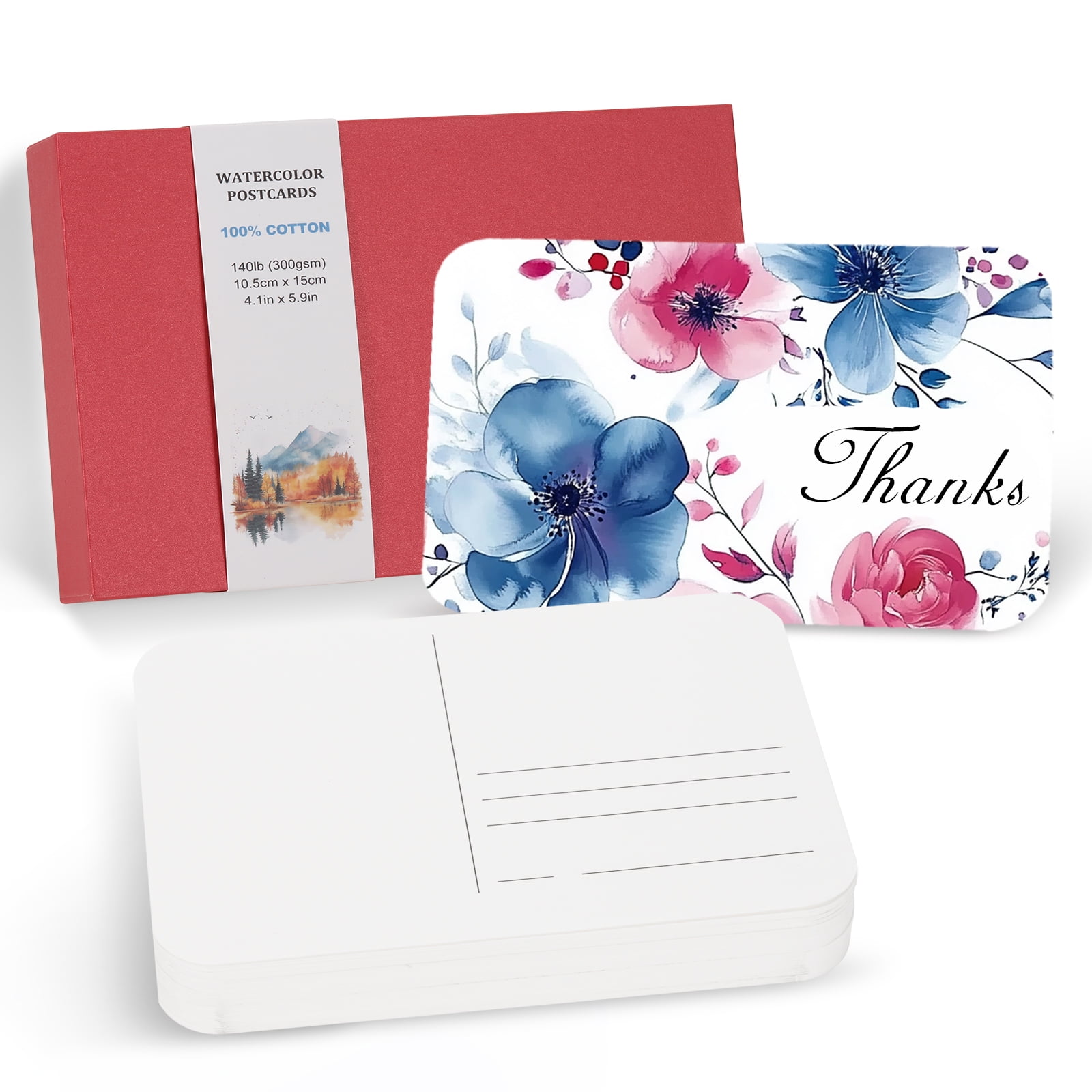 Uxcell 48 Sheets Watercolor Postcards, 4x6 Inch Rounded Corners Hot ...