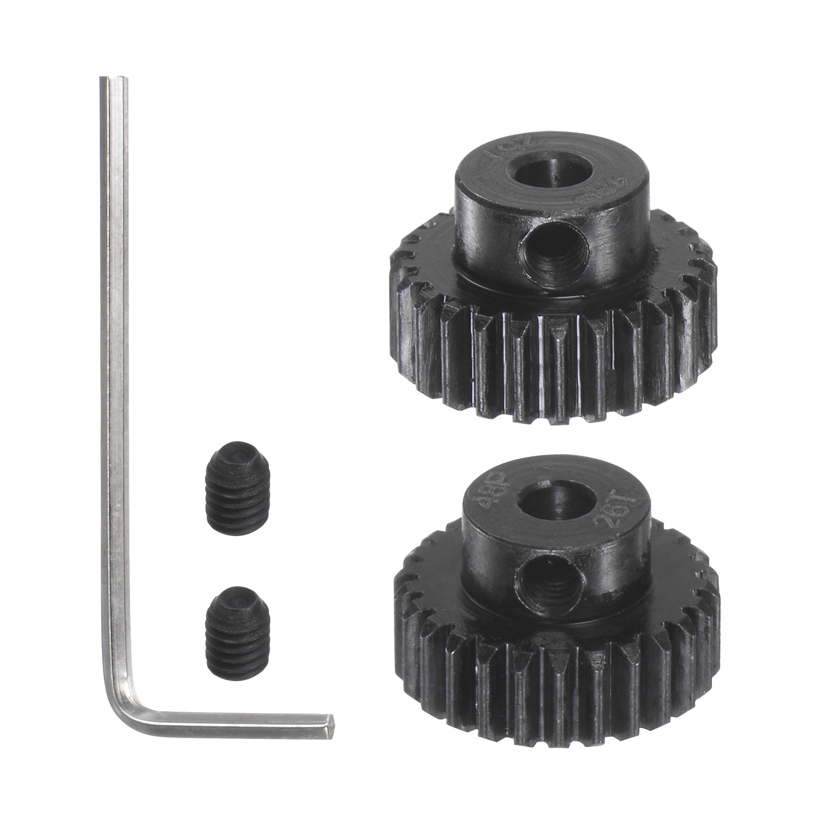 Uxcell 48P Hardened Pinion Motor Gear Set 25T 26T 1/8 inch RC Motor ...