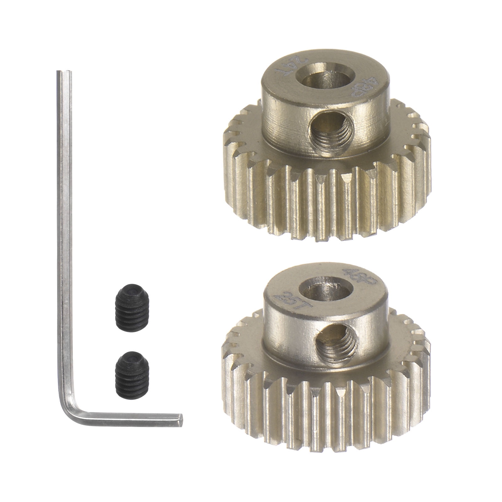 Uxcell 48P Pinion Motor Gear Set 24T 25T 1/8 inch RC Motor Shaft 7075 ...