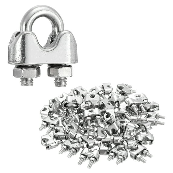Uxcell 48Pcs Wire Rope Cable Clip Clamps 5/32 Inch M4 Small 304 ...
