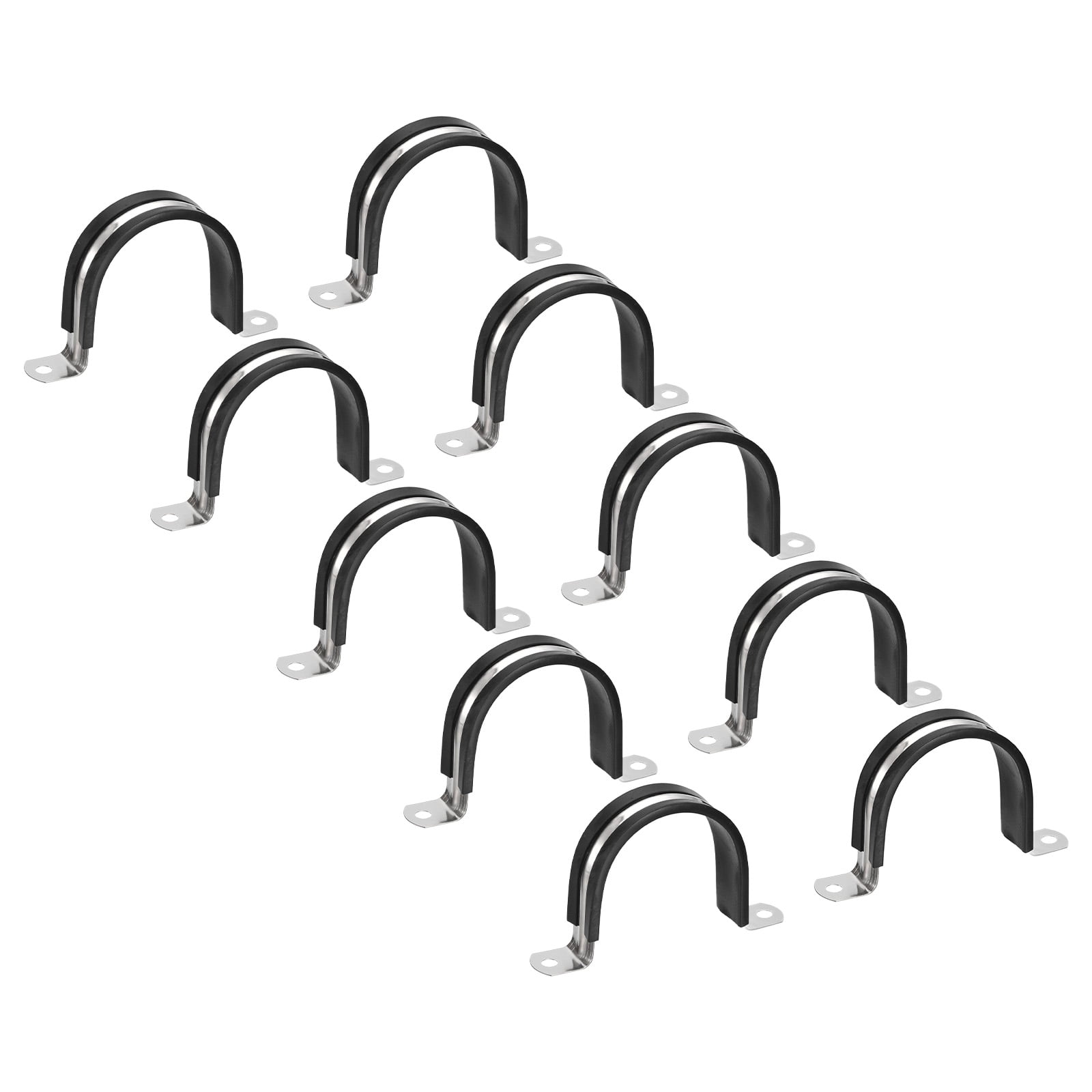 Uxcell 48mm Rigid Pipe Strap Clamp, 12 Pcs 304 Stainless Steel Two Hole ...