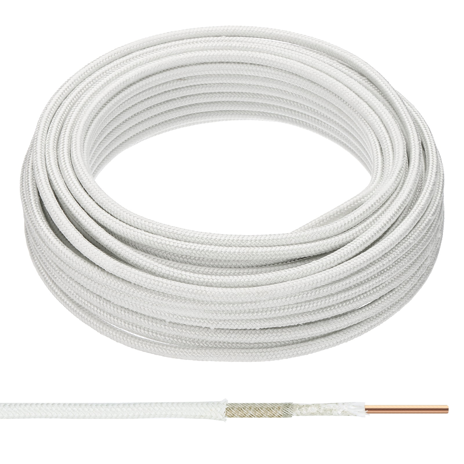 Uxcell 49.2Ft 11AWG Mica Glass Fiber Solid Electric Wire, White ...
