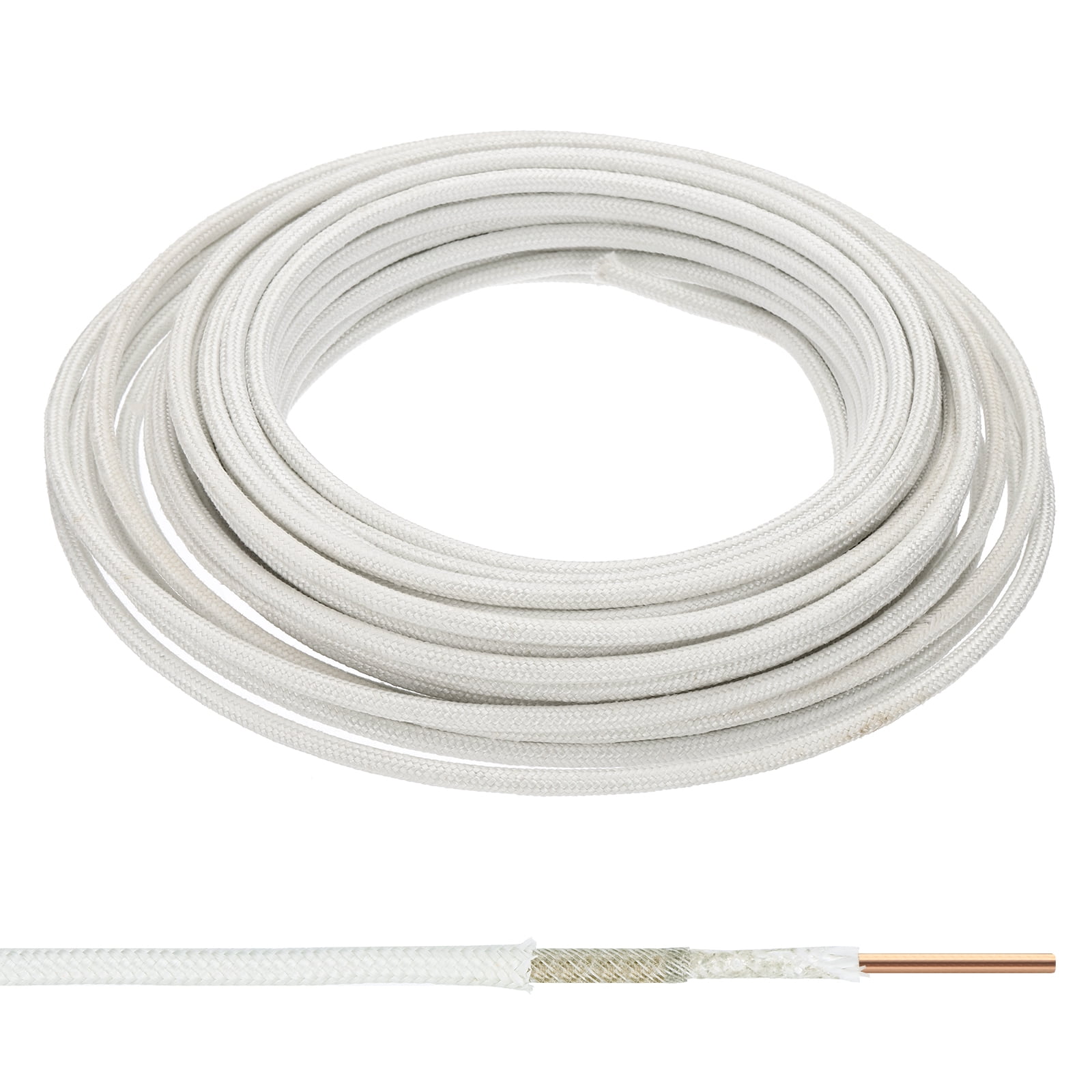 Uxcell 49.2Ft 13AWG Mica Glass Fiber Solid Electric Wire, White ...