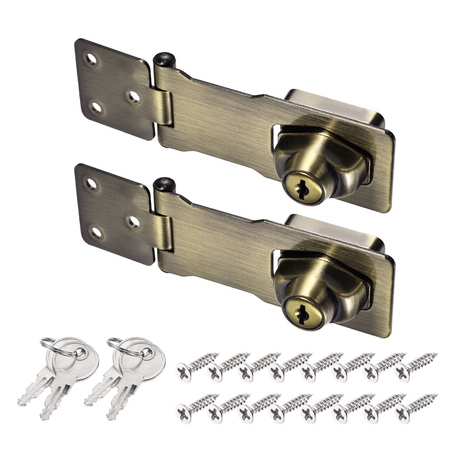 Uxcell 4Inch Keyed Hasp Locks Twist Knob Locking Hasp Lock Keyed Alike ...