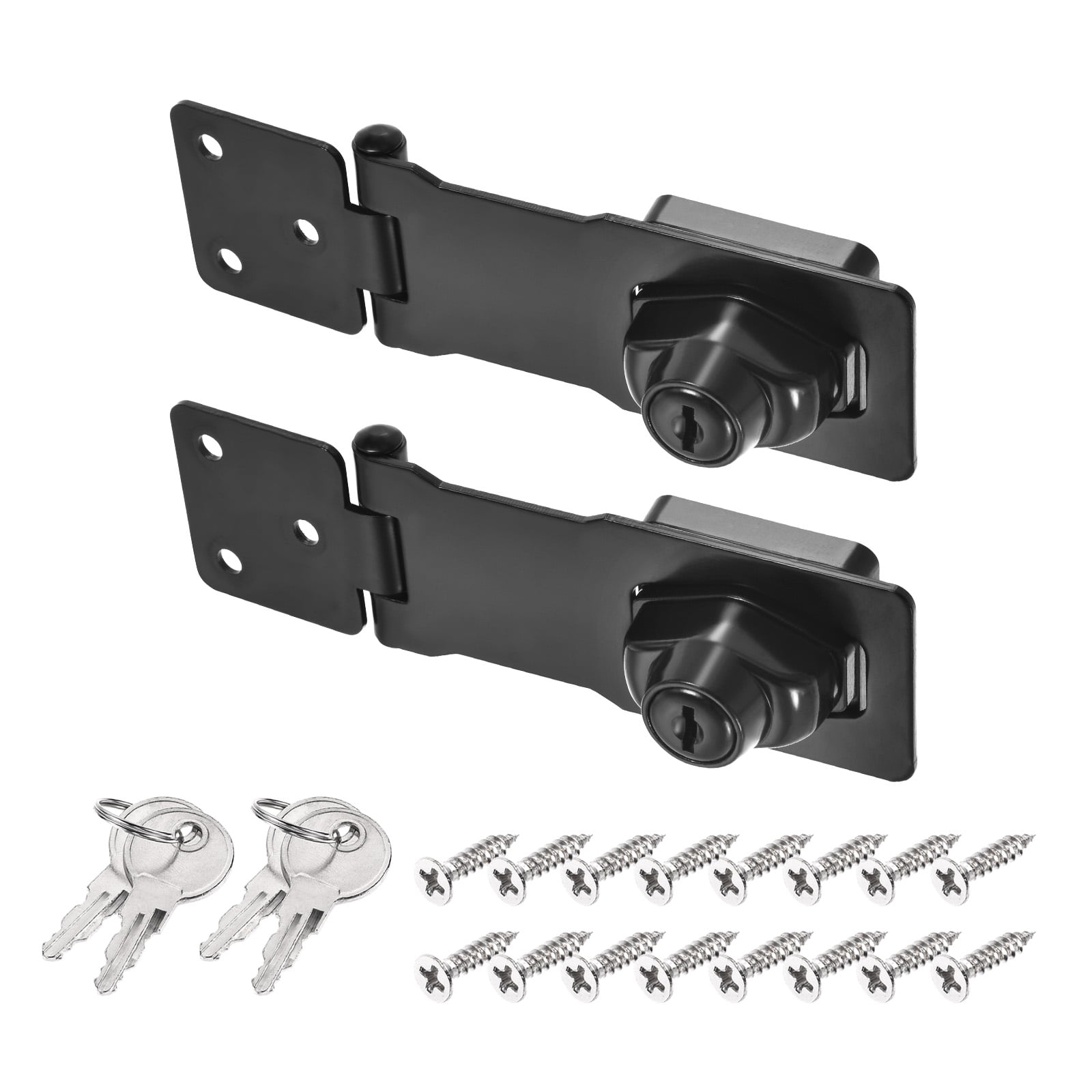 Uxcell 4Inch Keyed Hasp Locks Twist Knob Locking Hasp Lock Keyed ...
