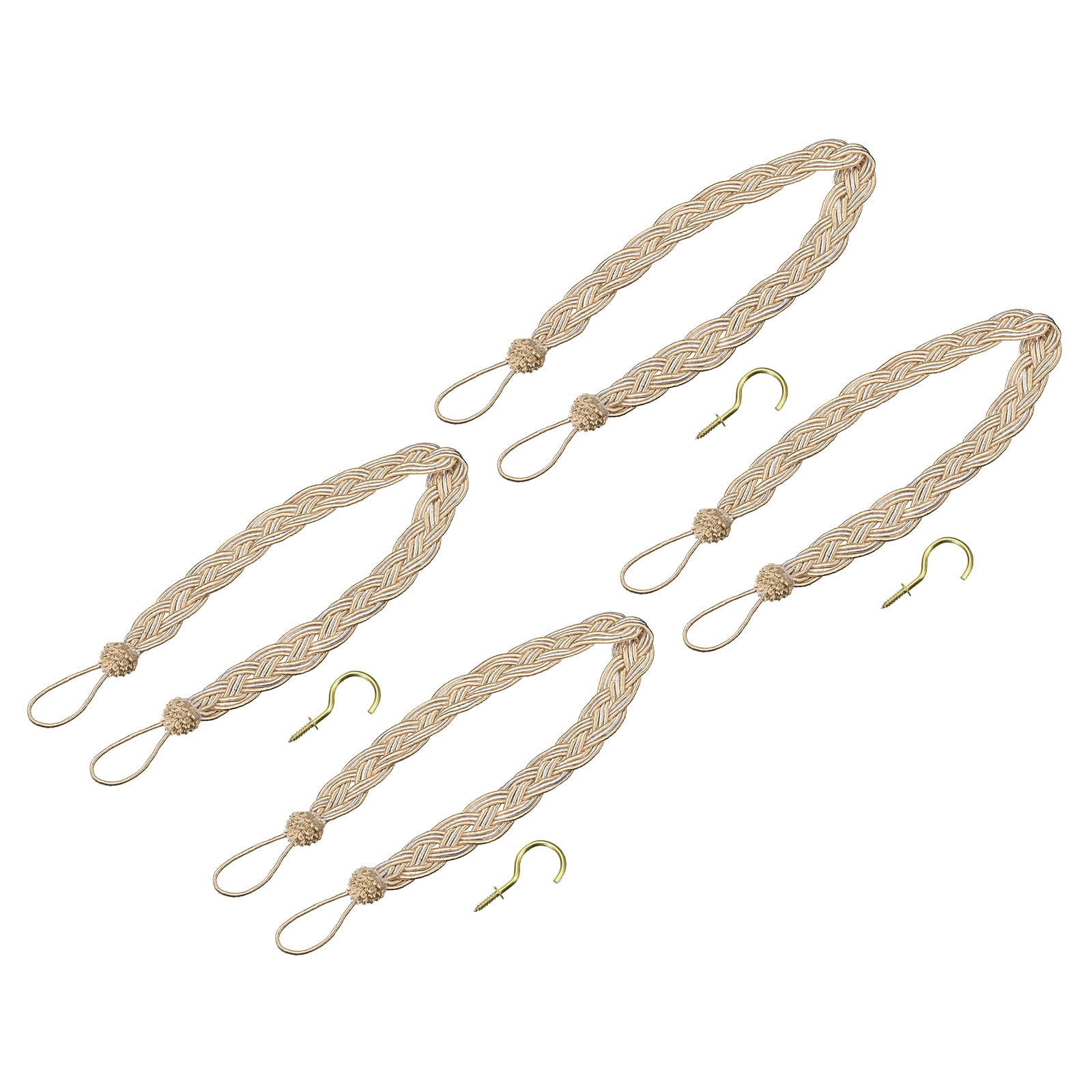 Uxcell 4Pack 23" Curtain Tiebacks Braided Drapery Holdback Holder with ...