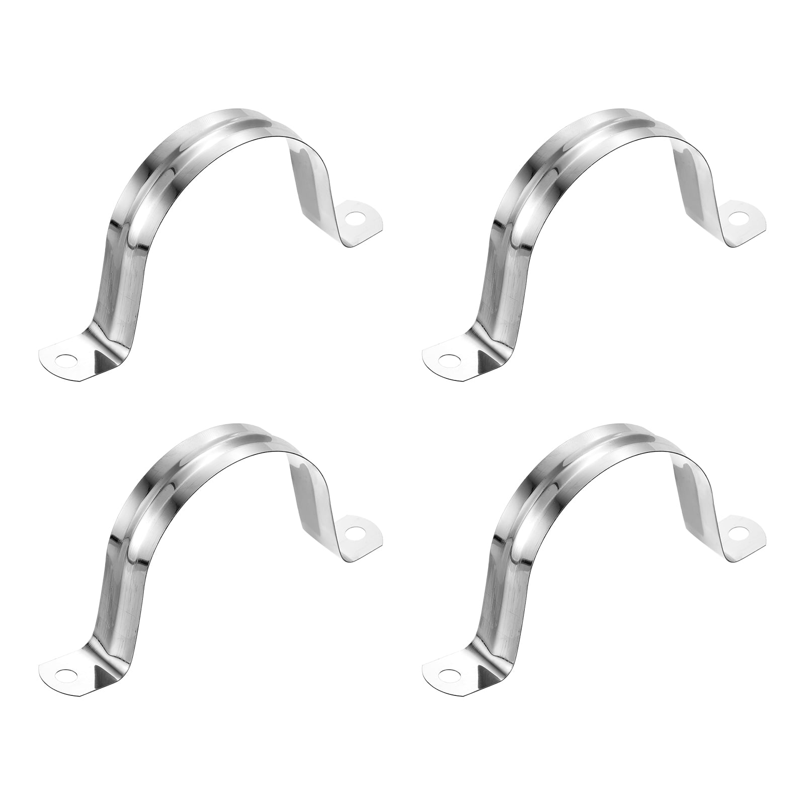 Uxcell 4Pack 60mm Rigid Pipe Straps 2 Hole U-Shaped Bracket Clamps 304 ...