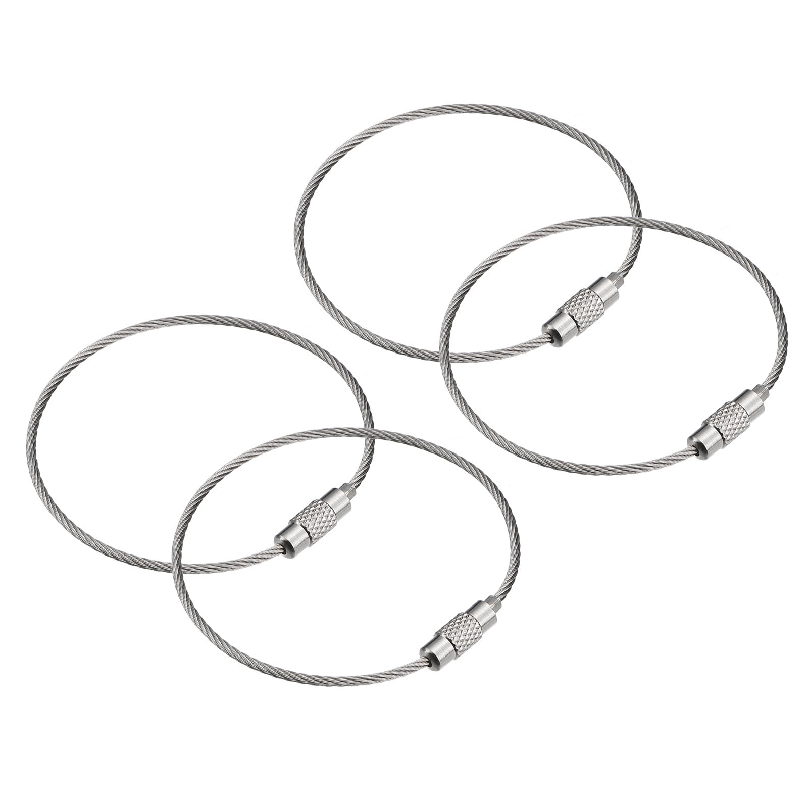 Uxcell 4Pack Cable Key Rings, 6-inch(155mm) Wire Keychain Twist Loops ...
