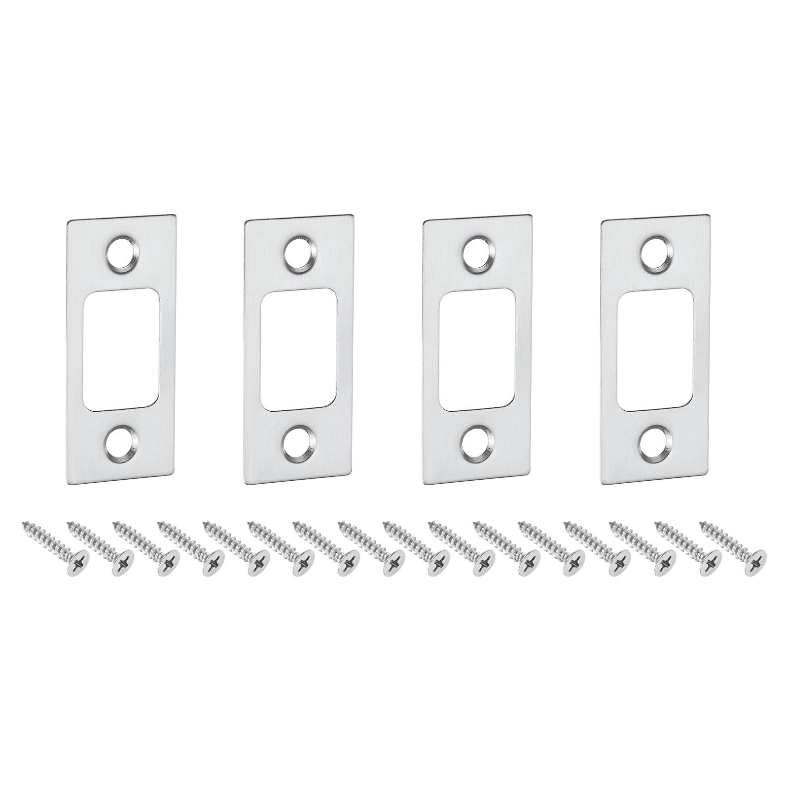 Uxcell 4Pack Door Strike Plate, 57mm x 25.5mm Stainless Steel Latch ...