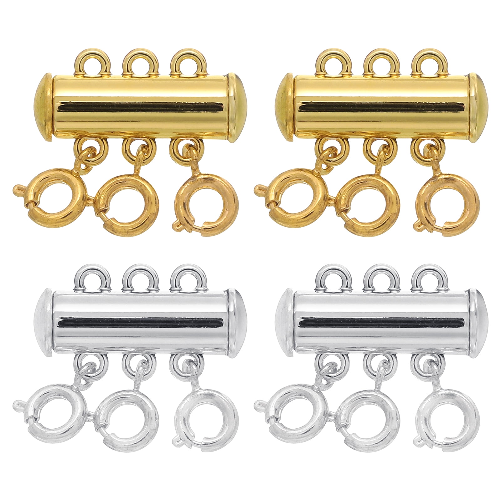 Uxcell 4Pack Layering Necklace Clasps 3 Strands Slide Tube Lock Clasp ...