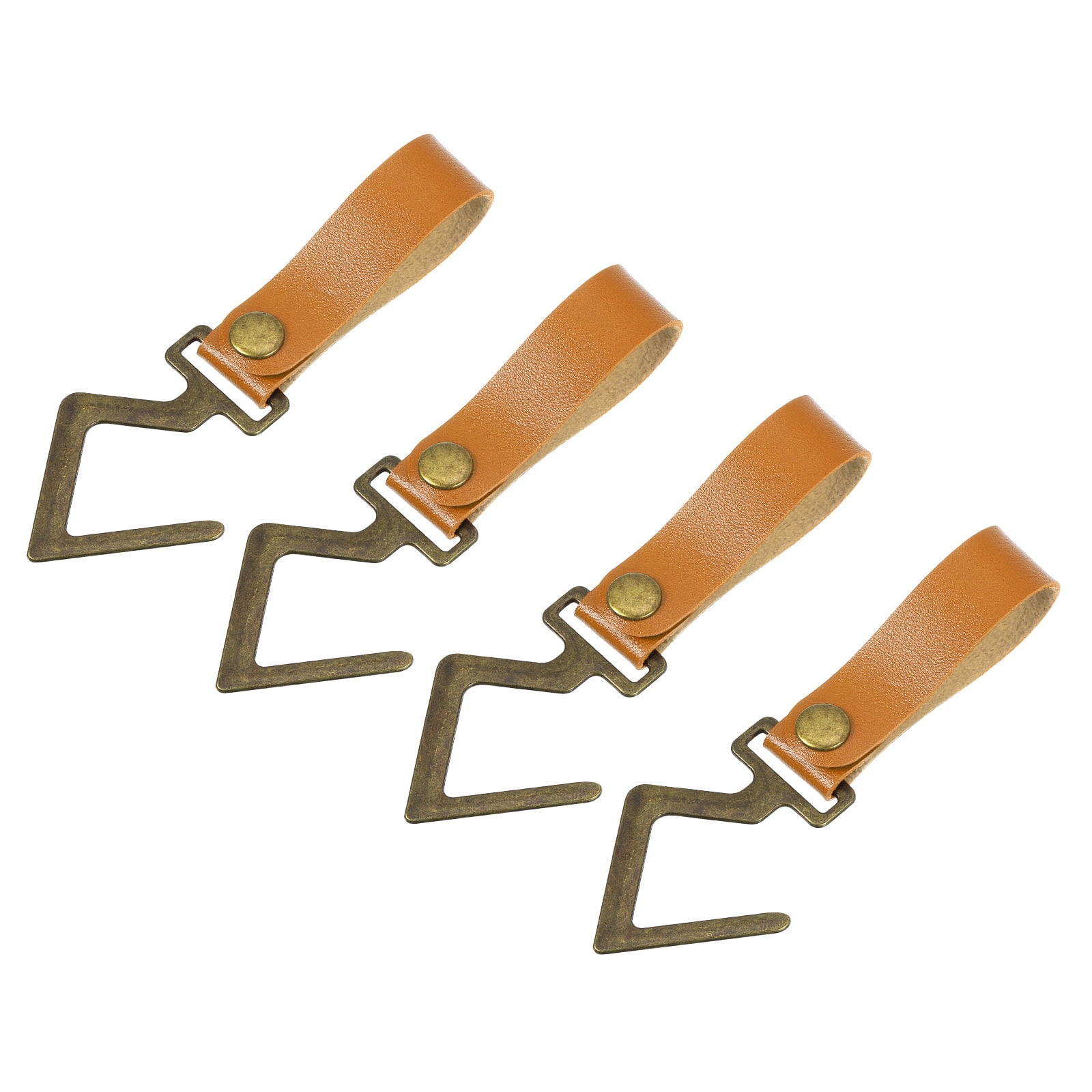 Uxcell 4Pack PU Leather S Hooks for Hanging Multipurpose Camping Hook ...