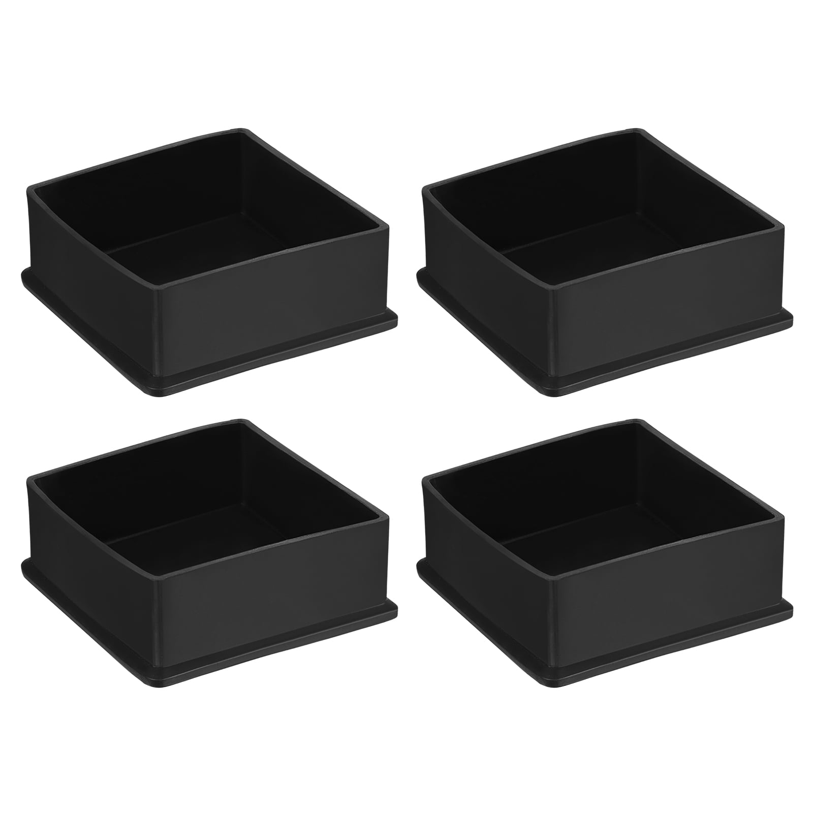 Uxcell 4Pack Square Chair Leg Caps, 75mm x 75mm OD Black Furniture Feet ...