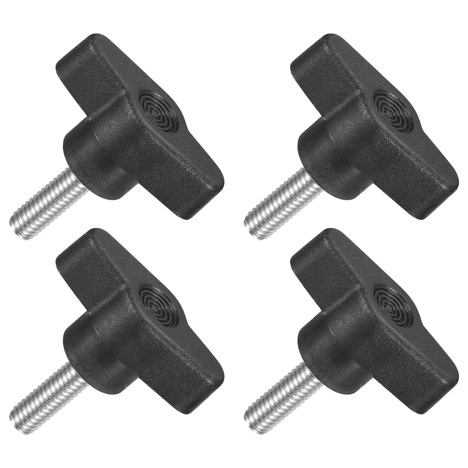 Uxcell 4Pack Tee Wing Knobs Thumb Screws, M6 x 20mm T Shape Clamping Screw Knob 36mm Dia., Black ...