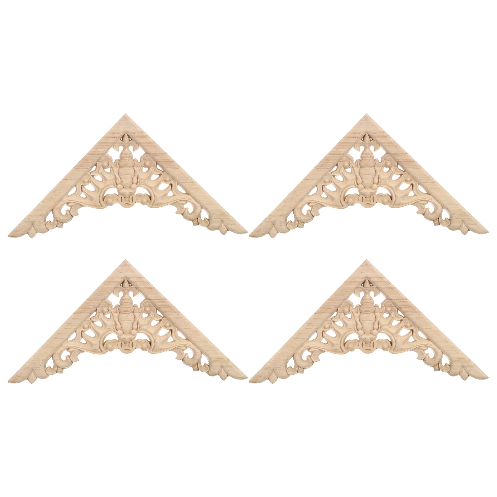 Uxcell 4Pack Wood Carved Appliques Unpainted Decorative Corner Carving ...