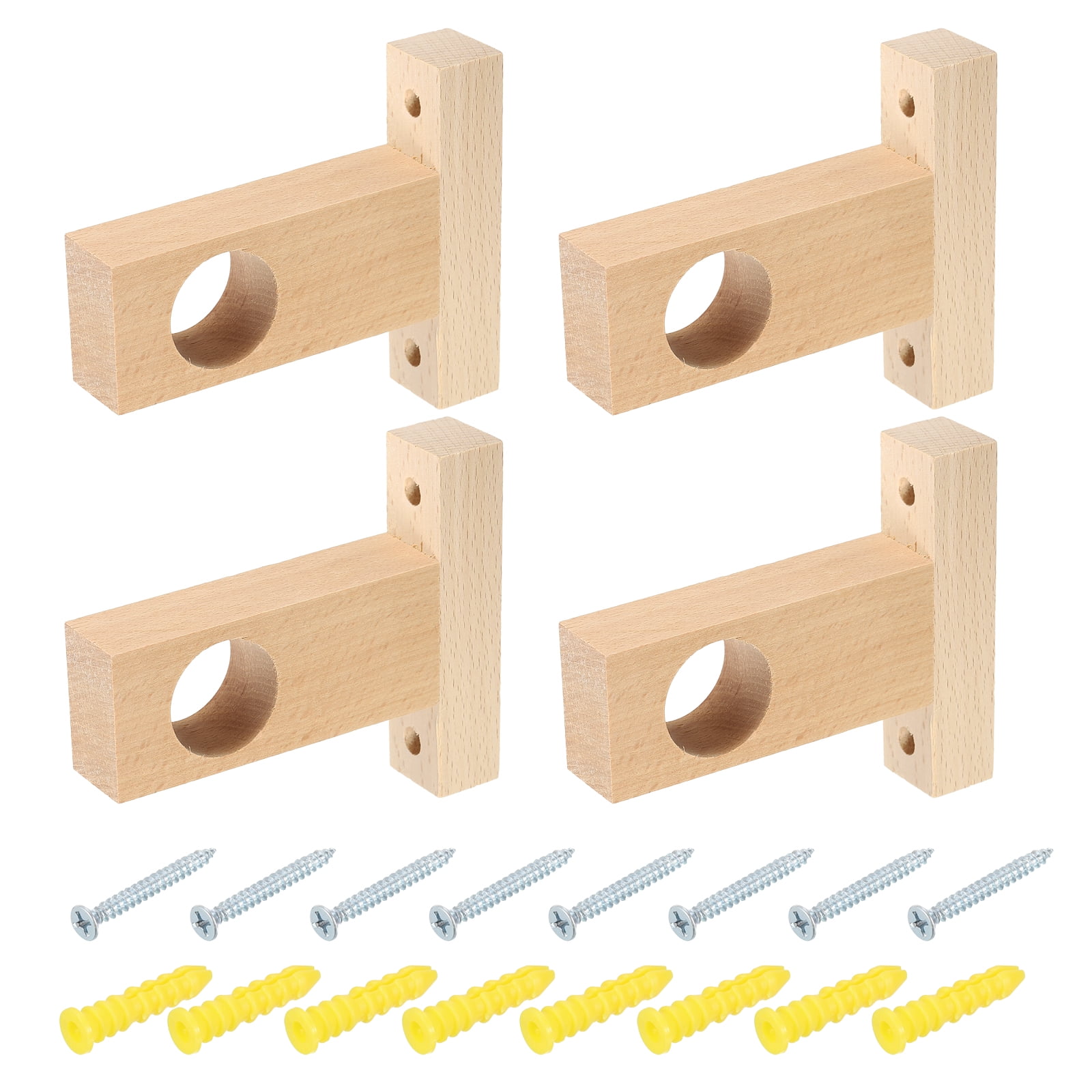Uxcell 4Pack Wood Rod Holder, Closet End Bracket for 30mm Diameter ...