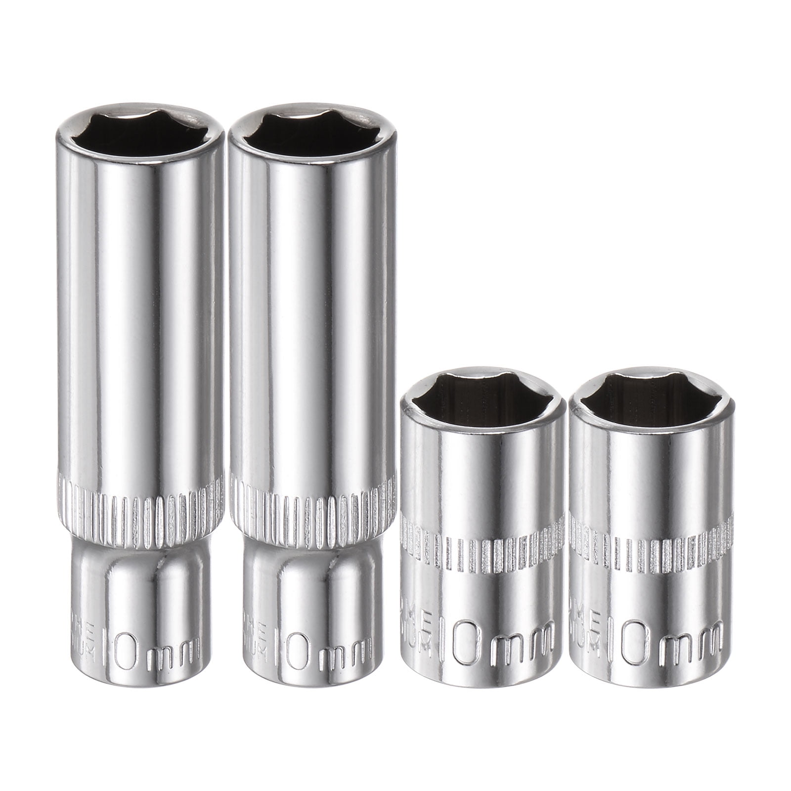 Uxcell 4Pcs 1/4-Inch Drive Deep & Shallow Impact Socket Set 10mm Metric ...