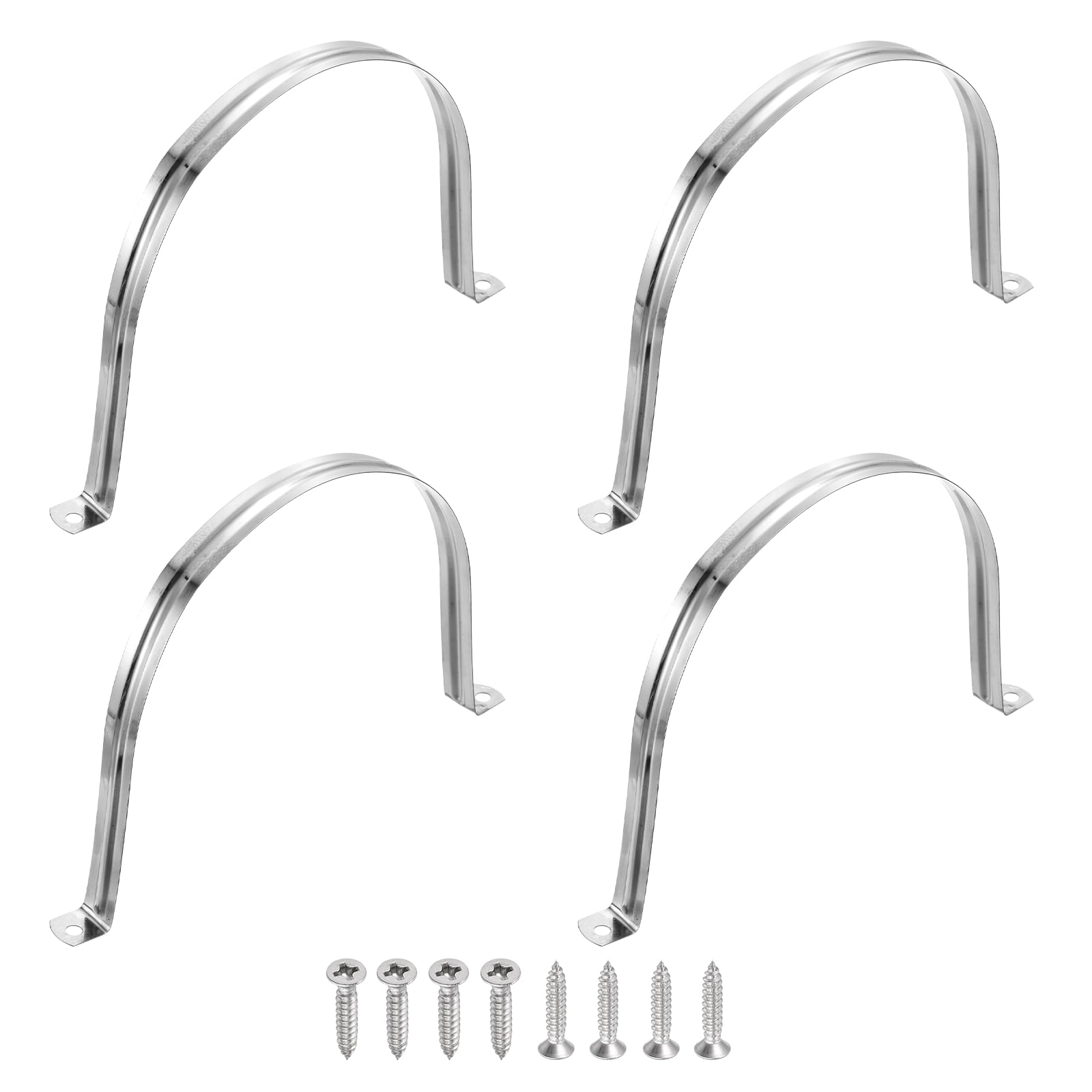 Uxcell 4Pcs 150mm(5-15/16")304 Stainless Steel Rigid Pipe Strap, Two ...