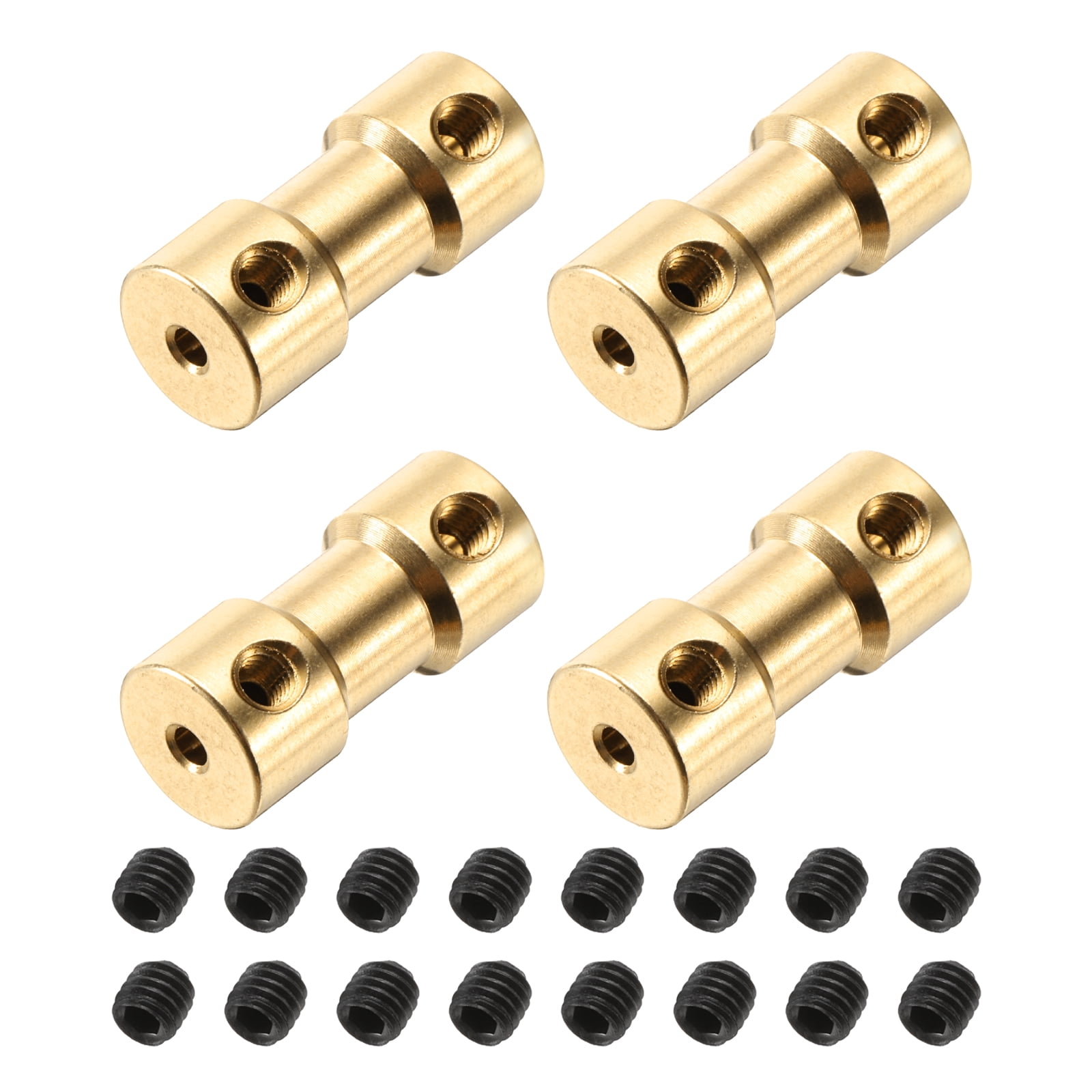 Uxcell 4Pcs 2mm to 2mm Brass Shaft Coupling Joint Connector with Screws ...