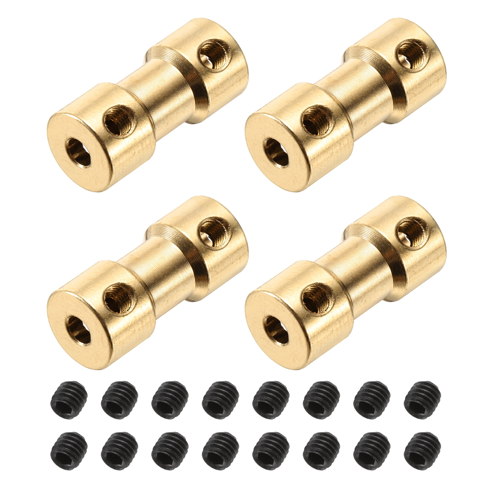 Uxcell 4Pcs 3mm to 3mm Brass Shaft Coupling Joint Connector with Screws ...