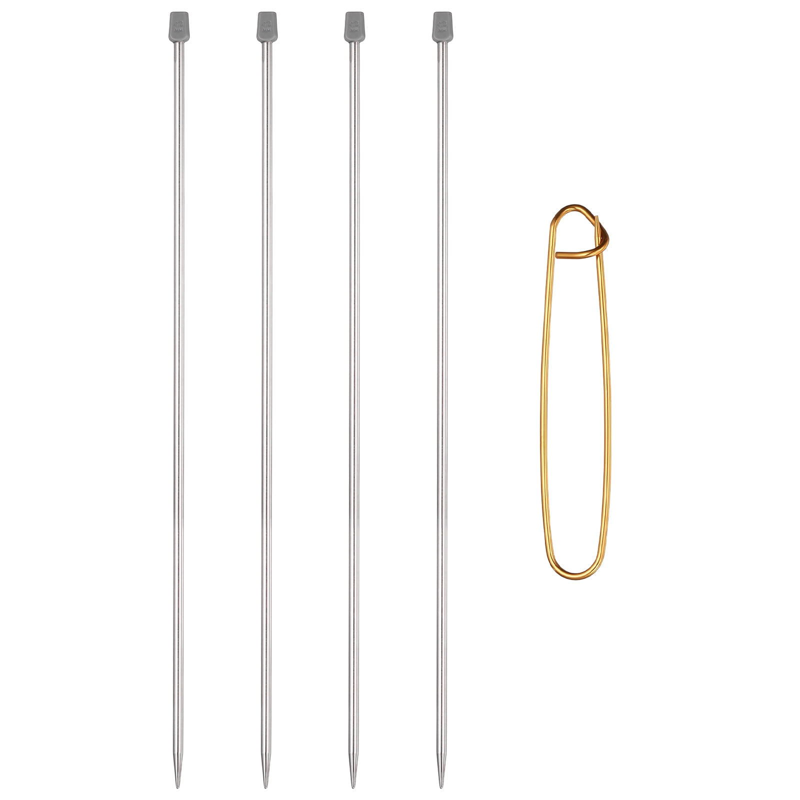 Uxcell 4Pcs 4.5mm Single Pointed Knitting Needles Set, 13.8" Length ...