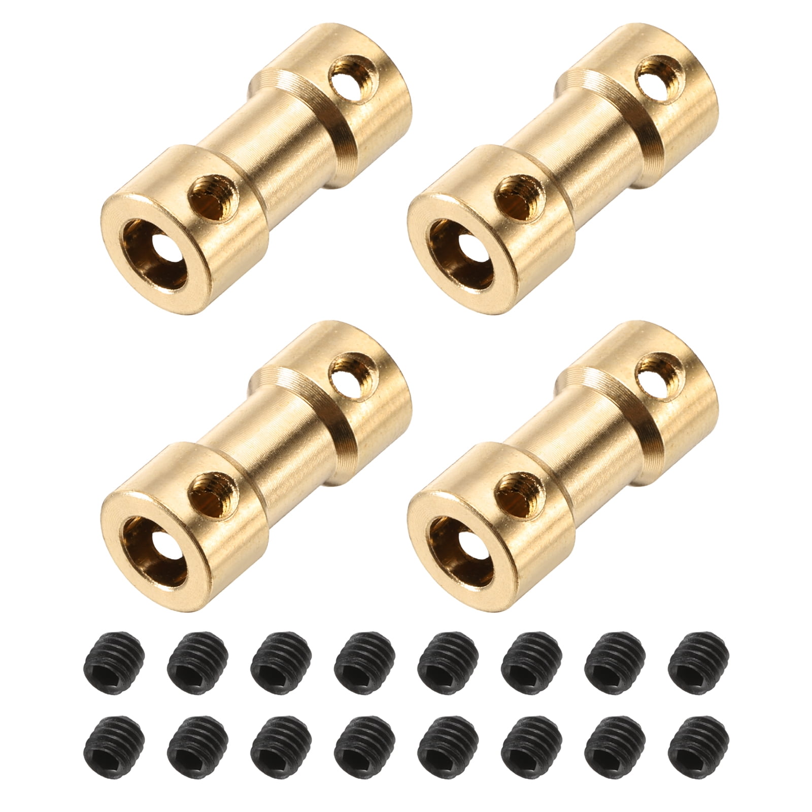 Uxcell 4Pcs 5mm to 5mm Brass Shaft Coupling Joint Connector with Screws ...